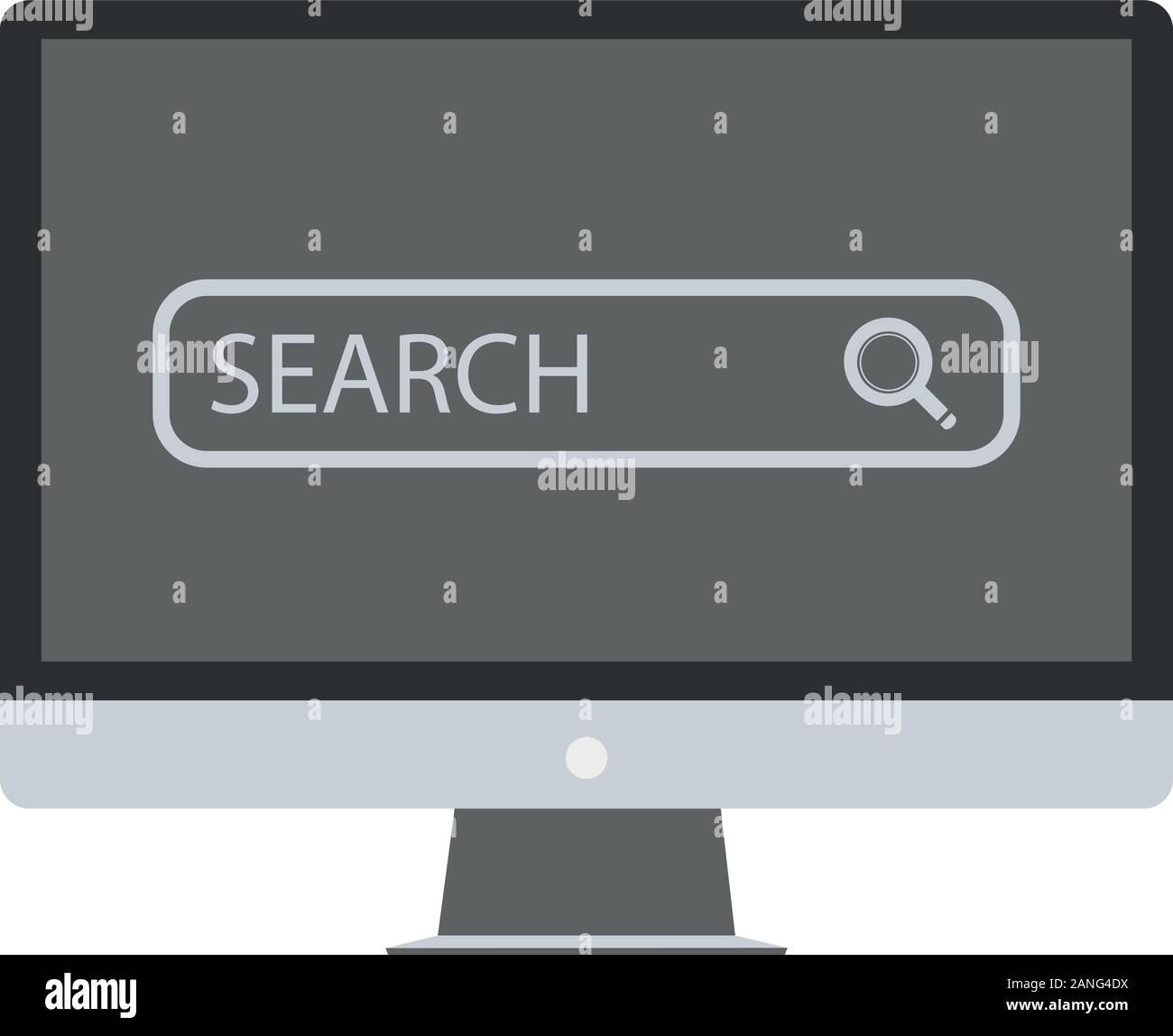 Search On Computer Vector Illustration, Flat Cartoon Pc Screen With ...