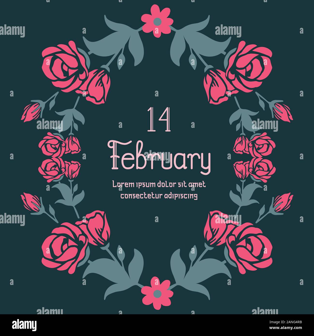 Beautiful Decoration of leaf and floral frame, for 14 February greeting ...