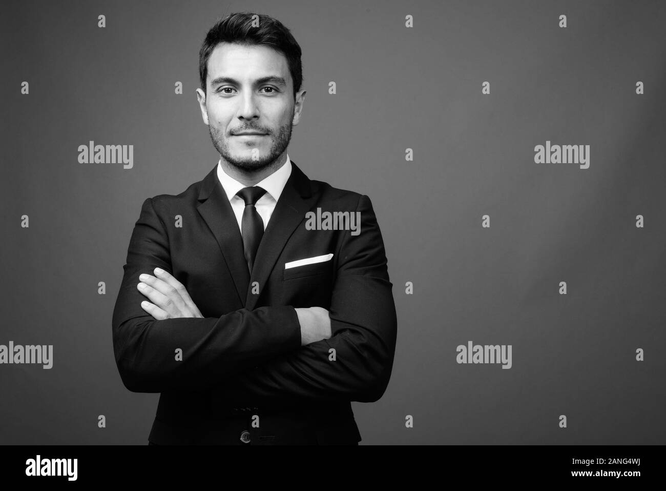 Attractive confident hispanic business Black and White Stock Photos ...