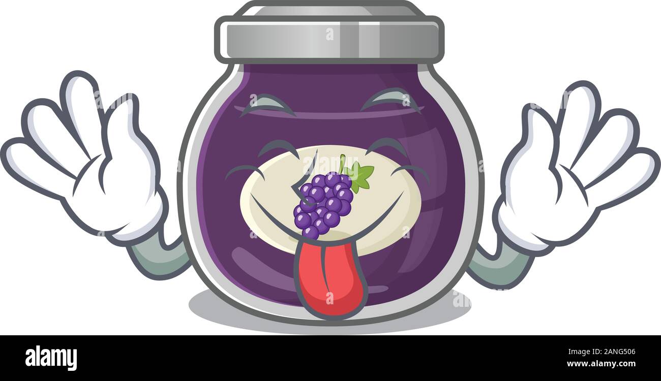 Cute grape jam cartoon mascot style with Tongue out Stock Vector Image ...