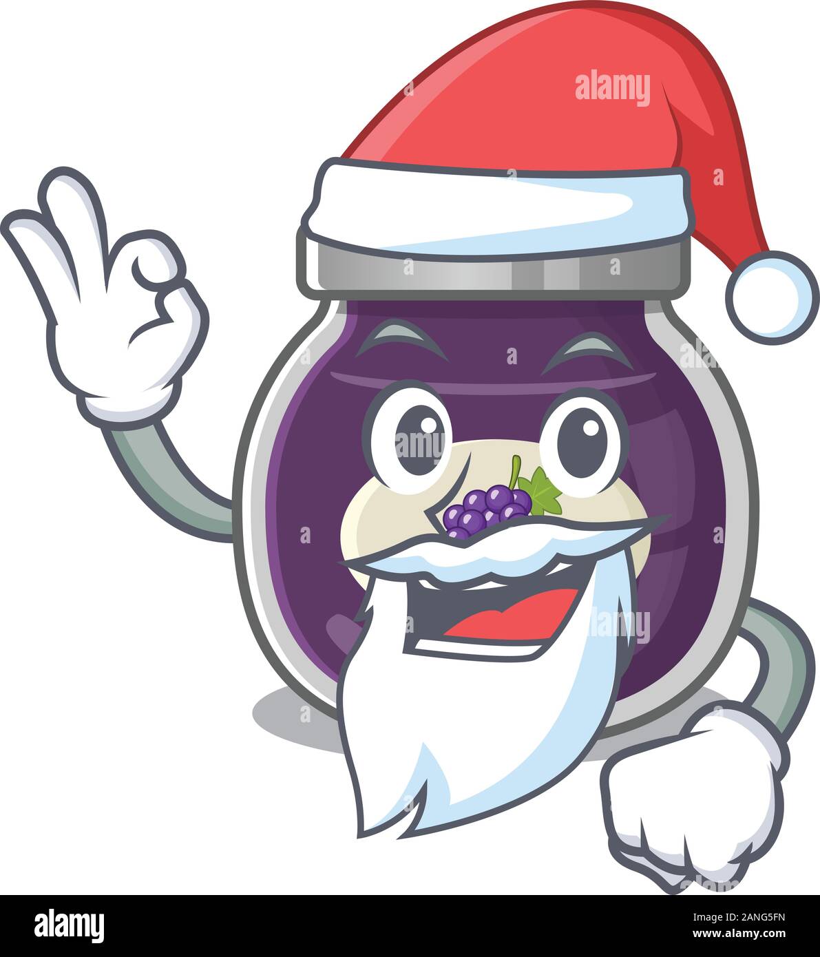 A picture of Santa grape jam mascot picture style with ok finger Stock ...