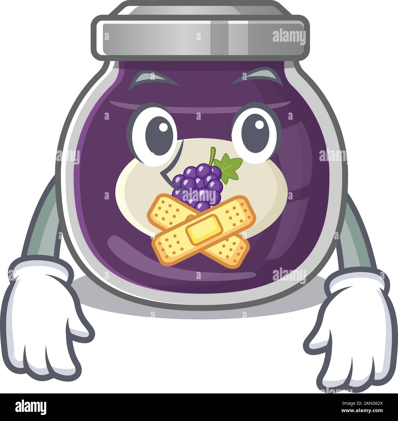 a silent gesture of grape jam mascot cartoon character design Stock ...