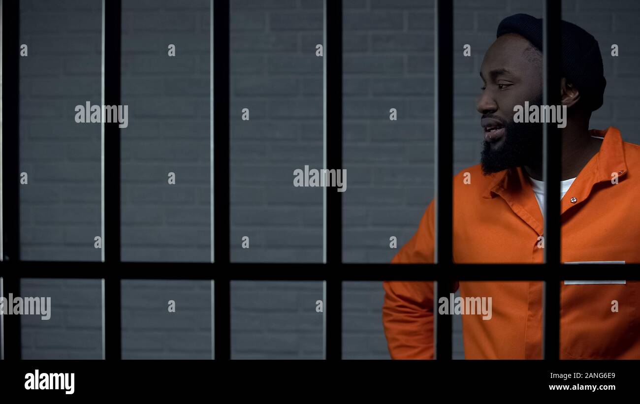 Aggressive afro-american prisoner in camera, serving life sentence ...