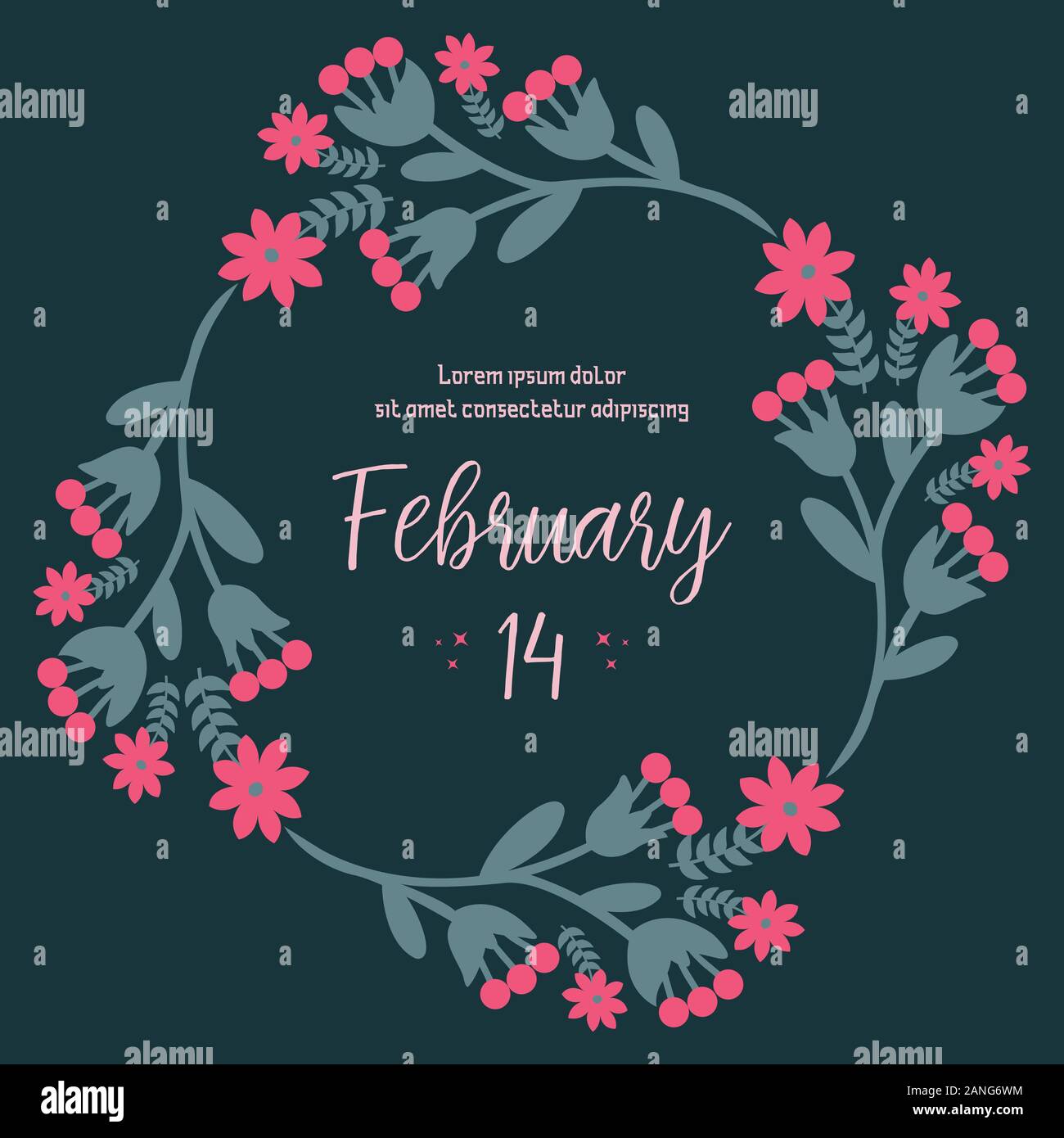 with beautiful leaf and floral design unique frame, for 14 February ...