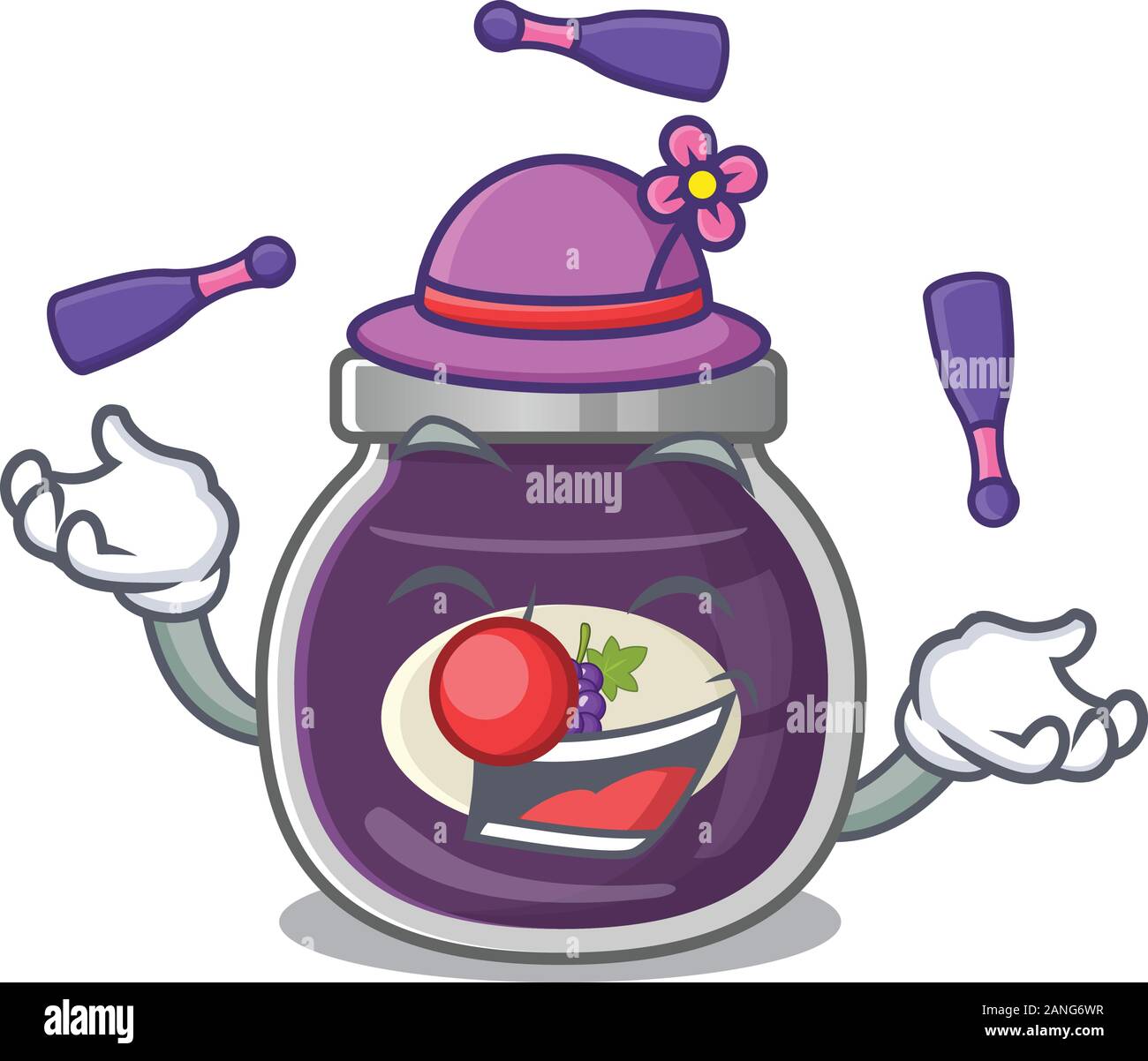 Smart grape jam cartoon character design playing Juggling Stock Vector ...