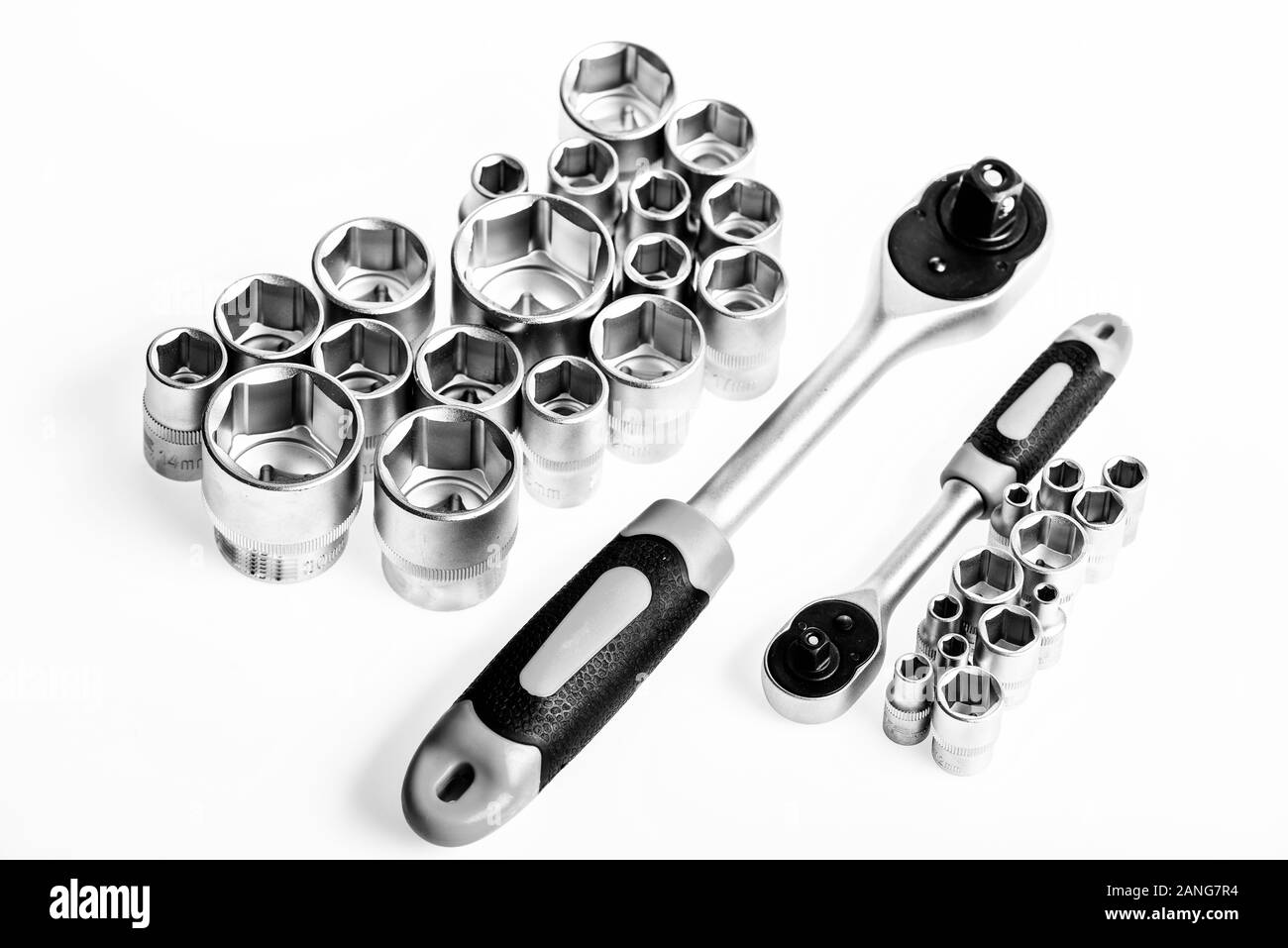 Universal socket set white background isolated. Crafts and repair. Knob ...