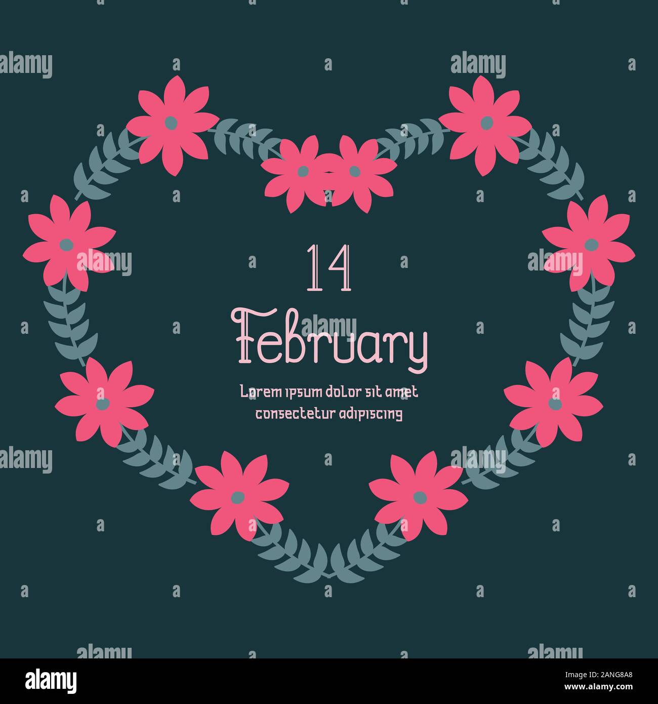 Decorative frame with seamless of leaf and pink wreath, for elegant 14 ...