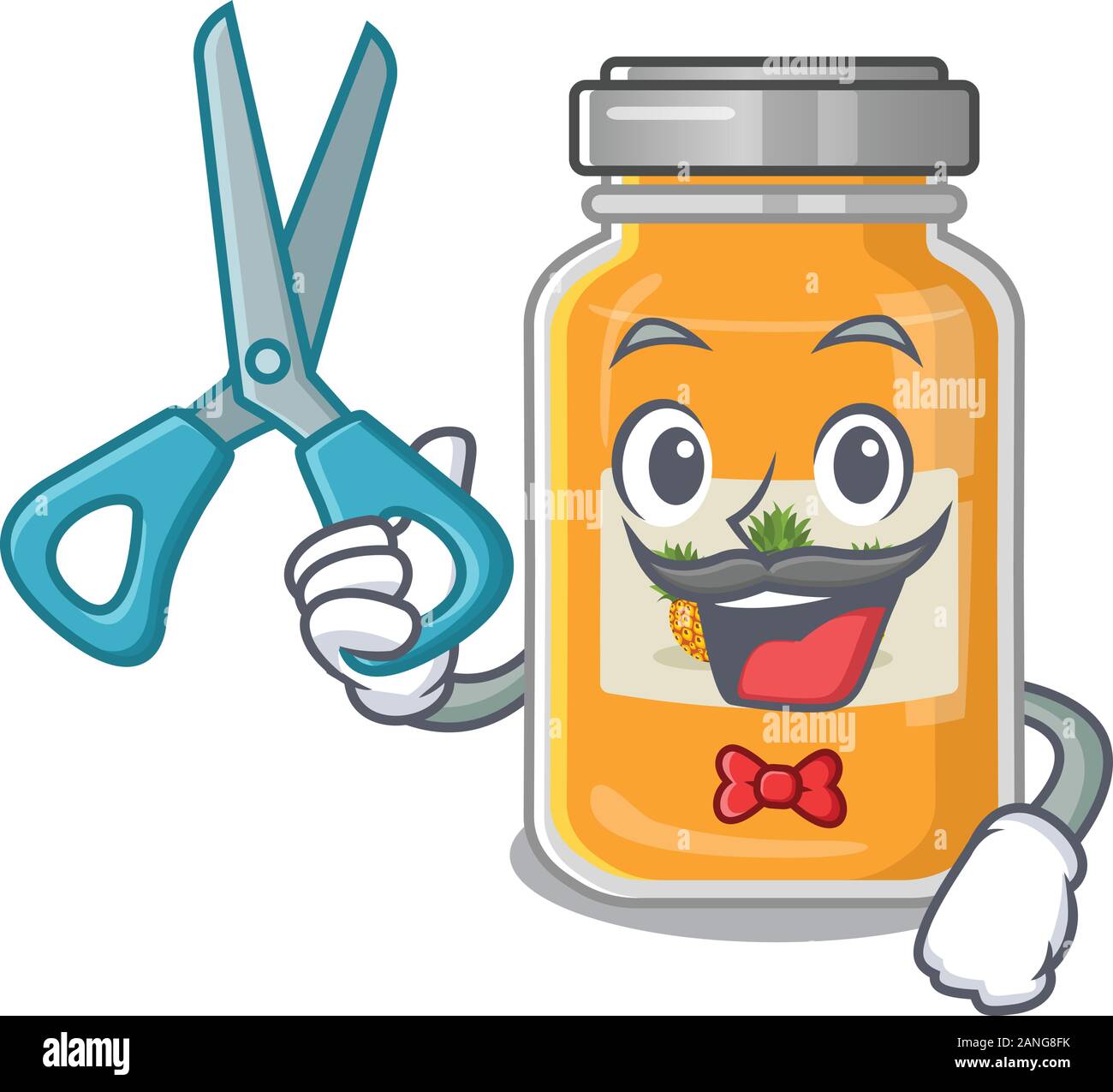 Smiley Funny Barber pineapple jam cartoon character design style Stock ...