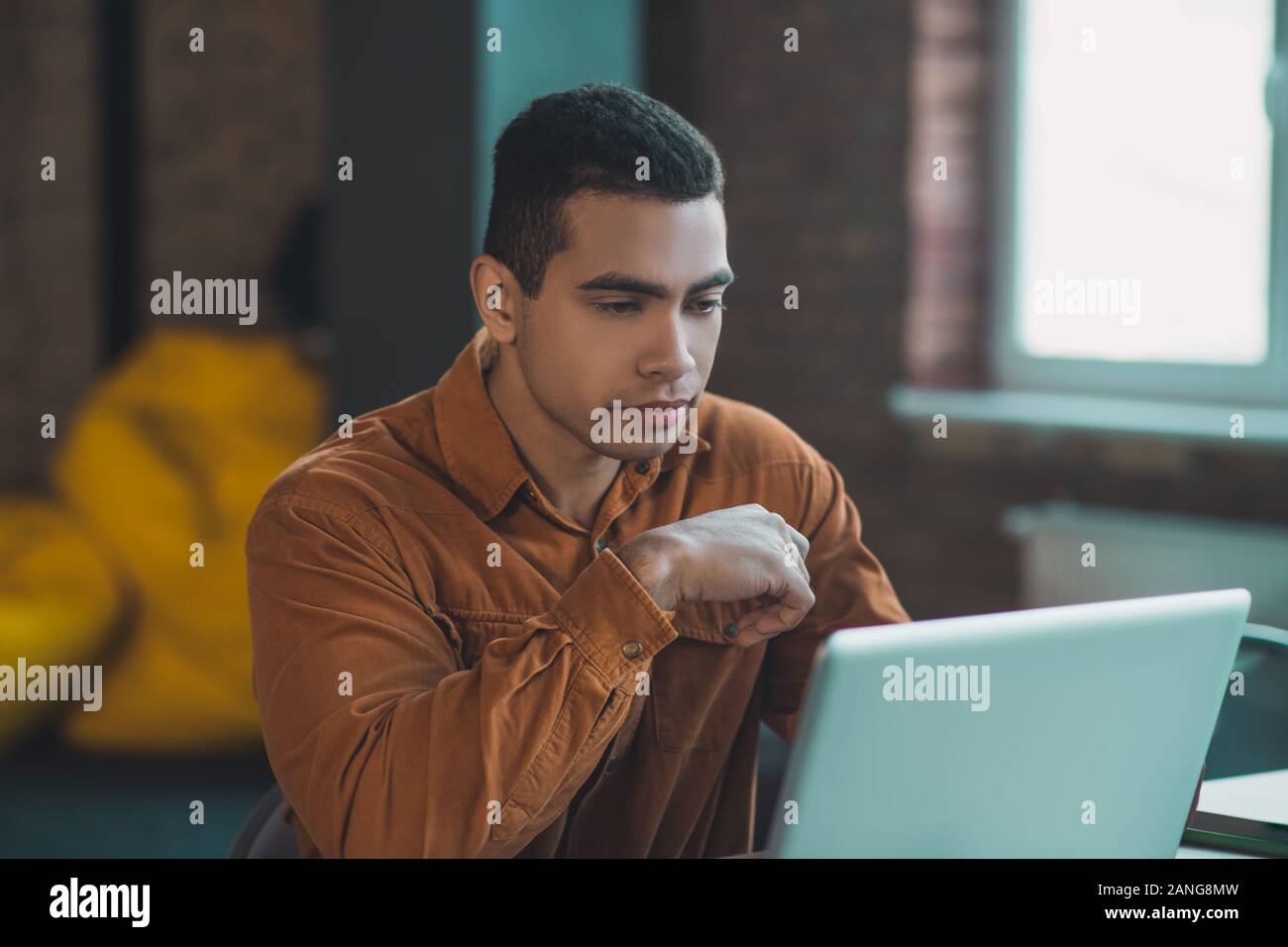 Intelligent serious man thinking about the problem Stock Photo - Alamy