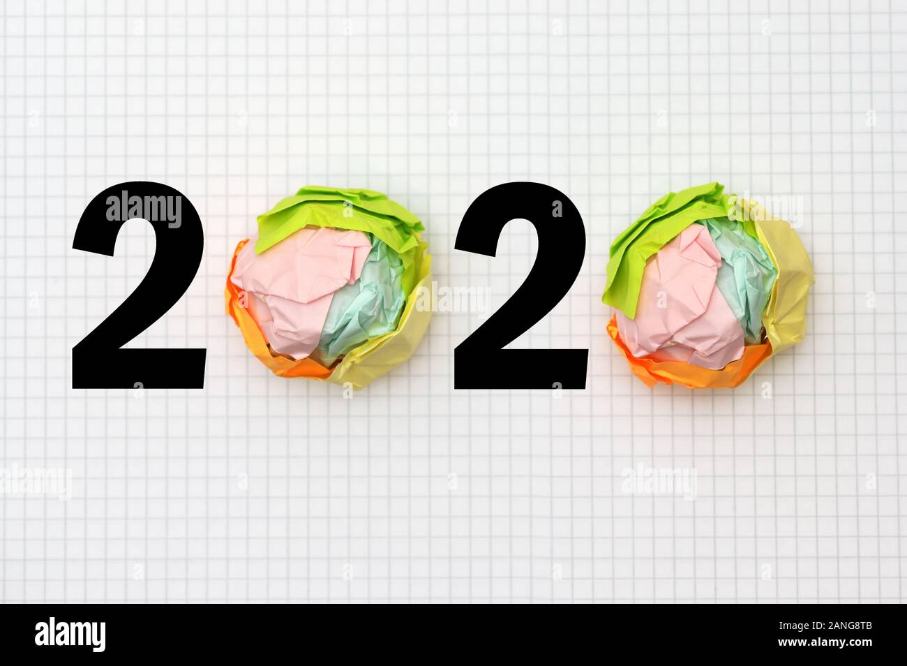 Abstract Year 2020 Sign And Paper Balls Stock Photo - Alamy