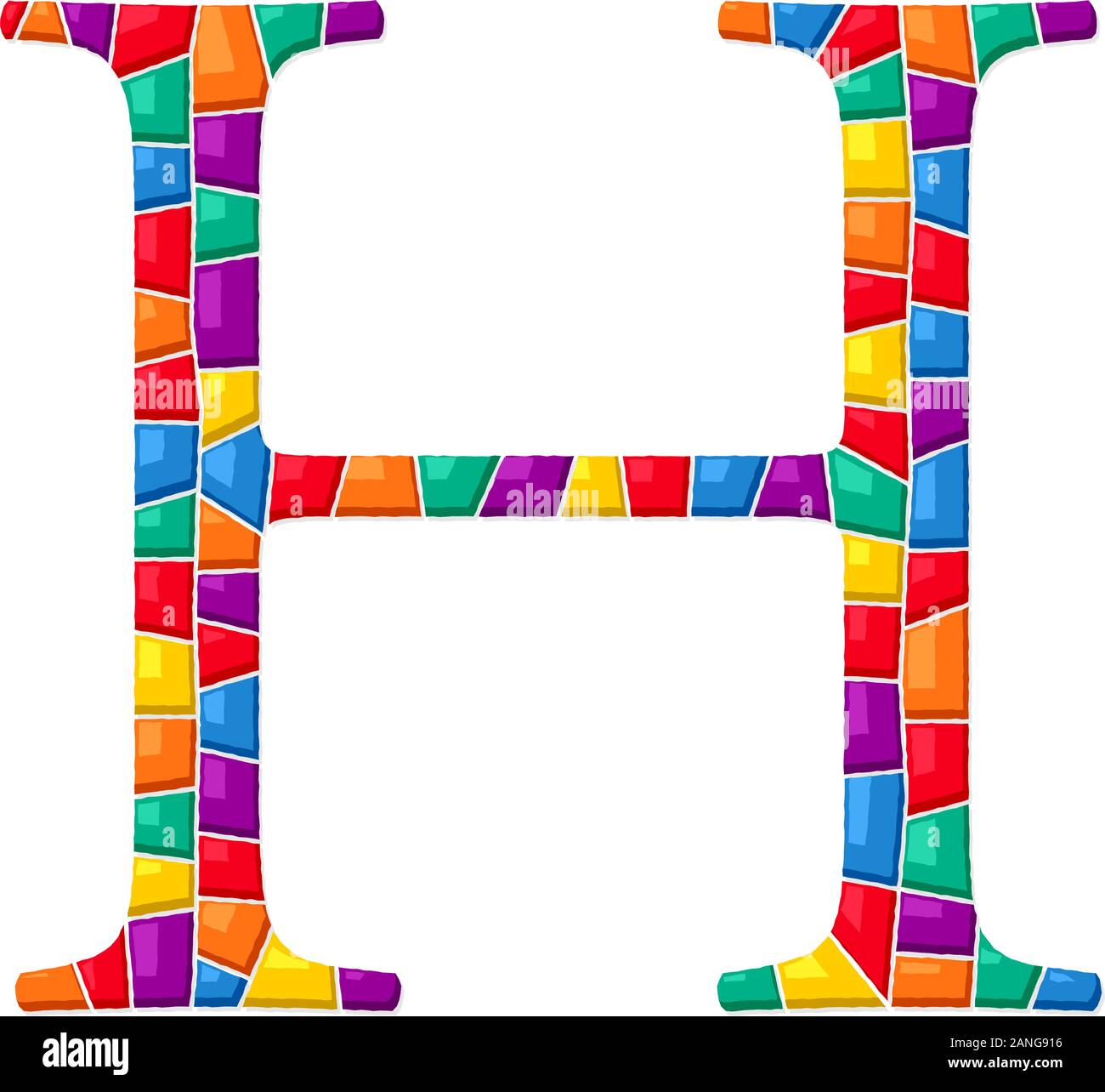 Letter H vector mosaic tiles composition in colors over white ...