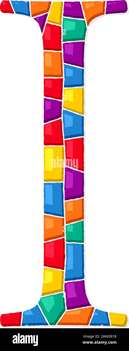 Letter I vector mosaic tiles composition in colors over white ...