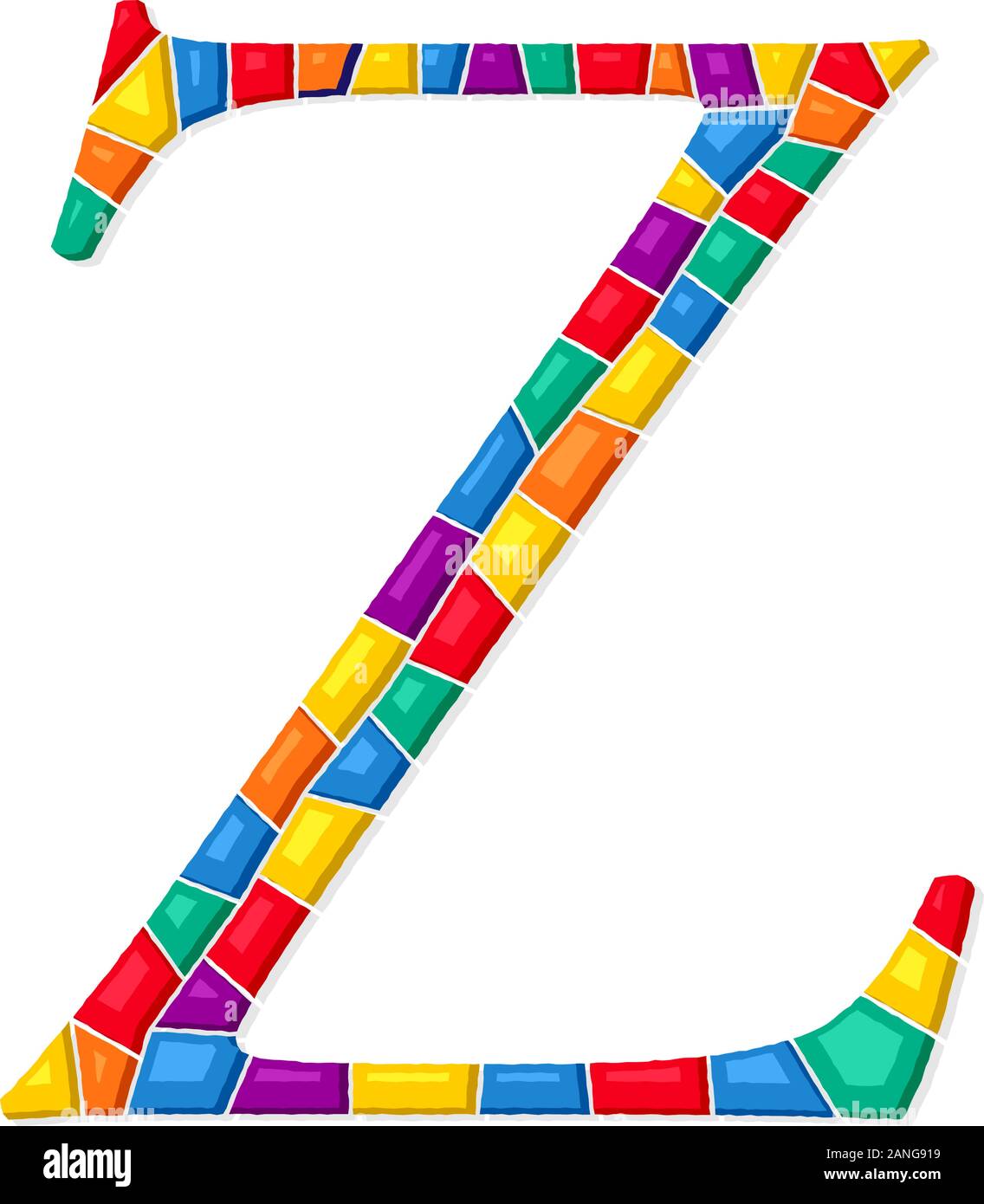 Letter Z vector mosaic tiles composition in colors over white ...