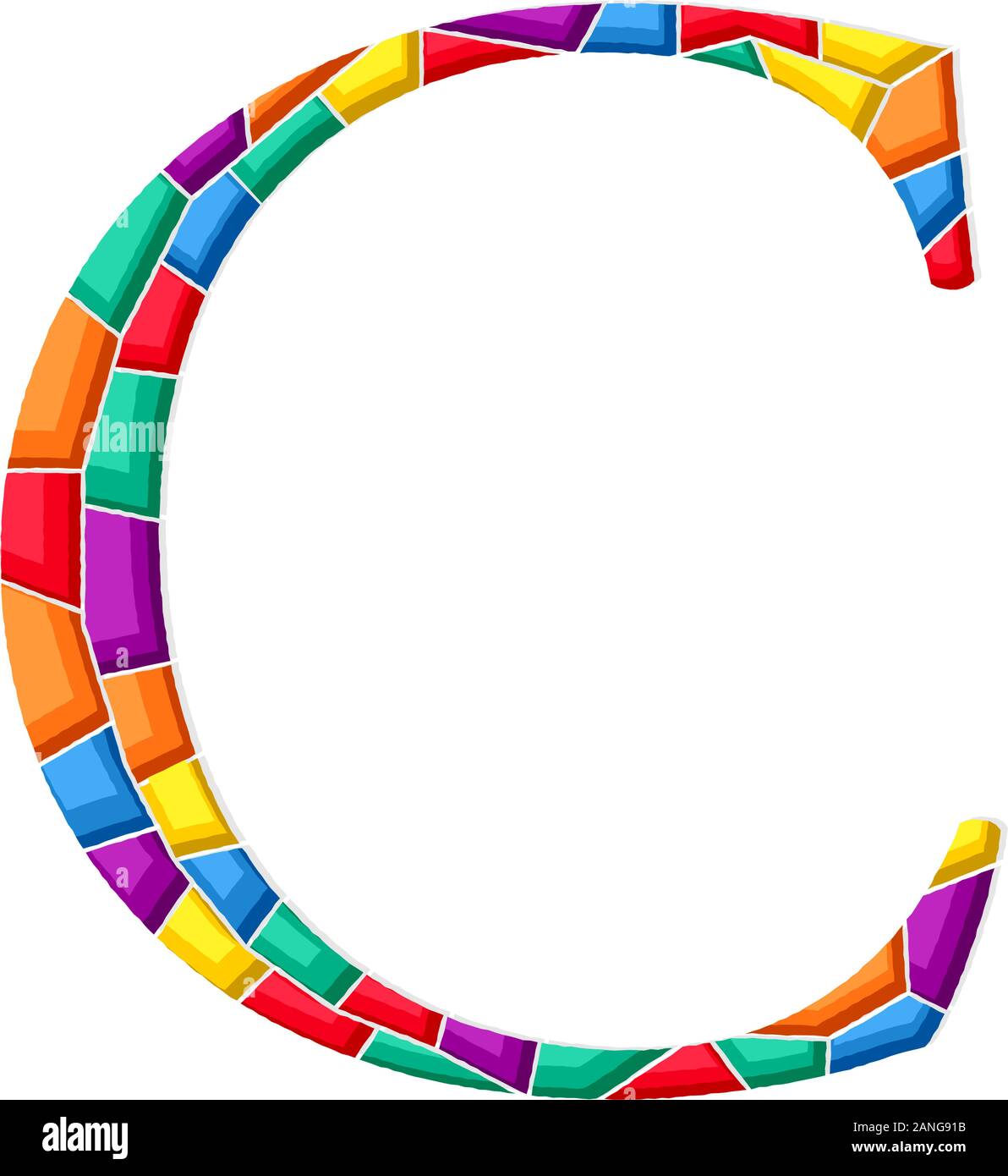 Letter C vector mosaic tiles composition in colors over white ...