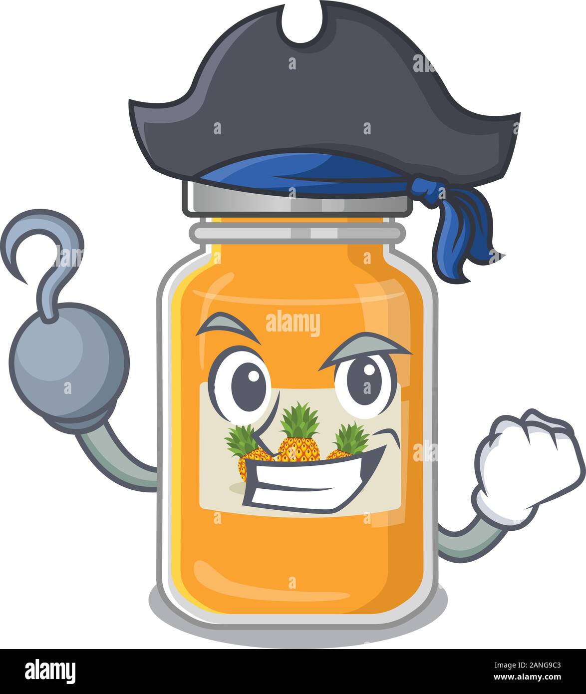 cool and funny pineapple jam cartoon style wearing hat Stock Vector ...