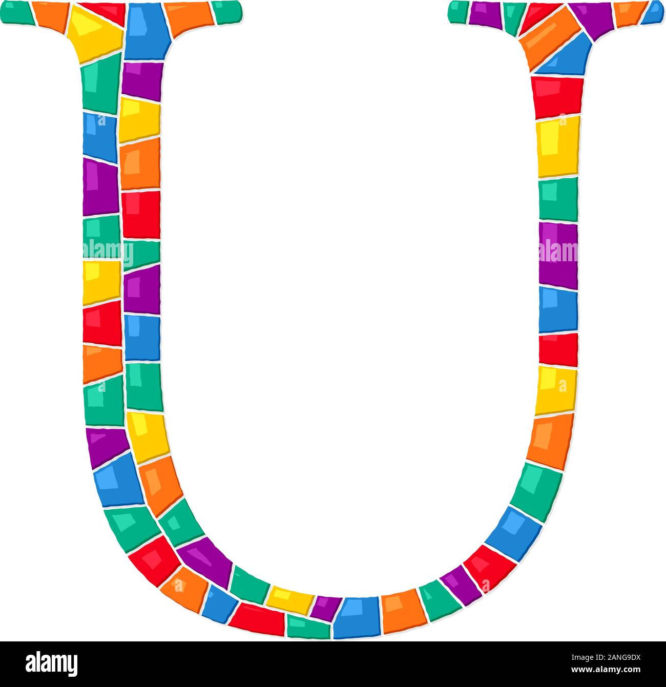 Letter U vector mosaic tiles composition in colors over white ...