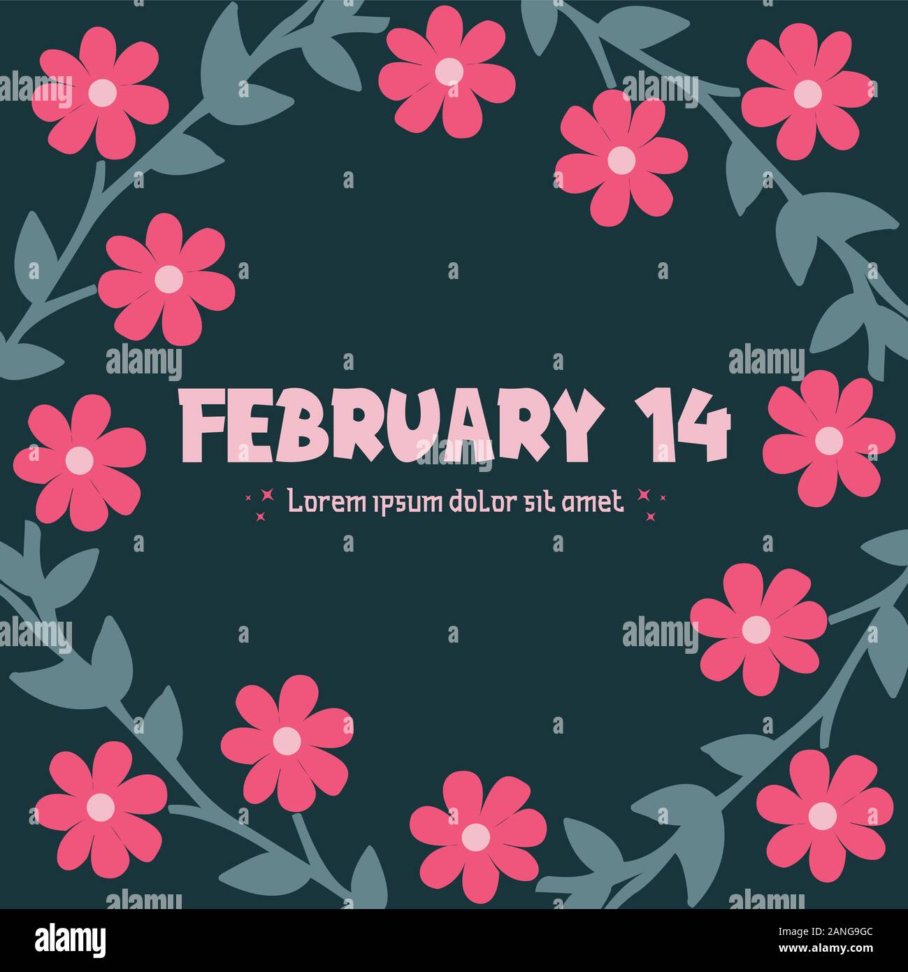 Simple shape of leaf and flower frame, for romantic 14 February ...