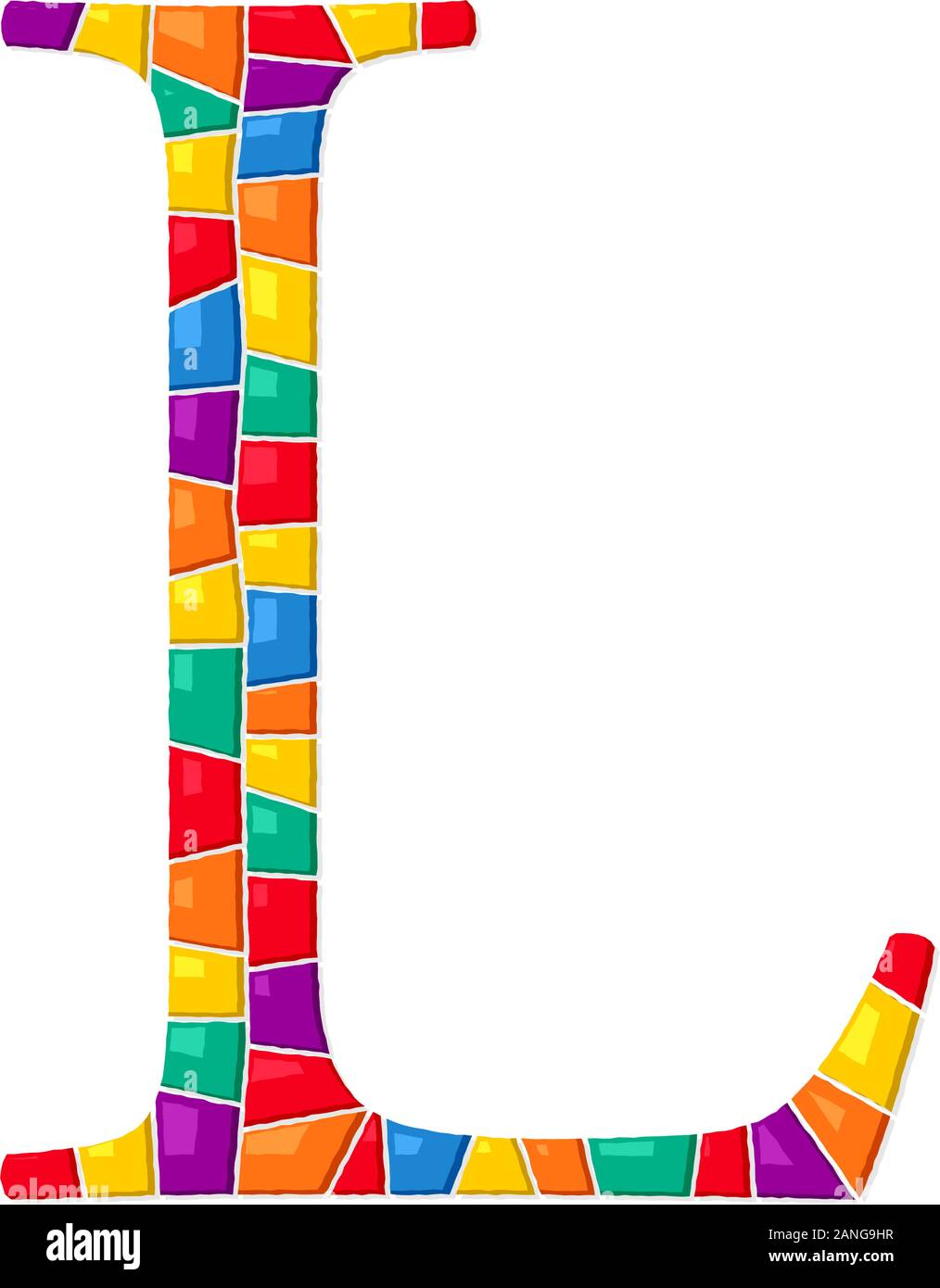 Letter L vector mosaic tiles composition in colors over white ...