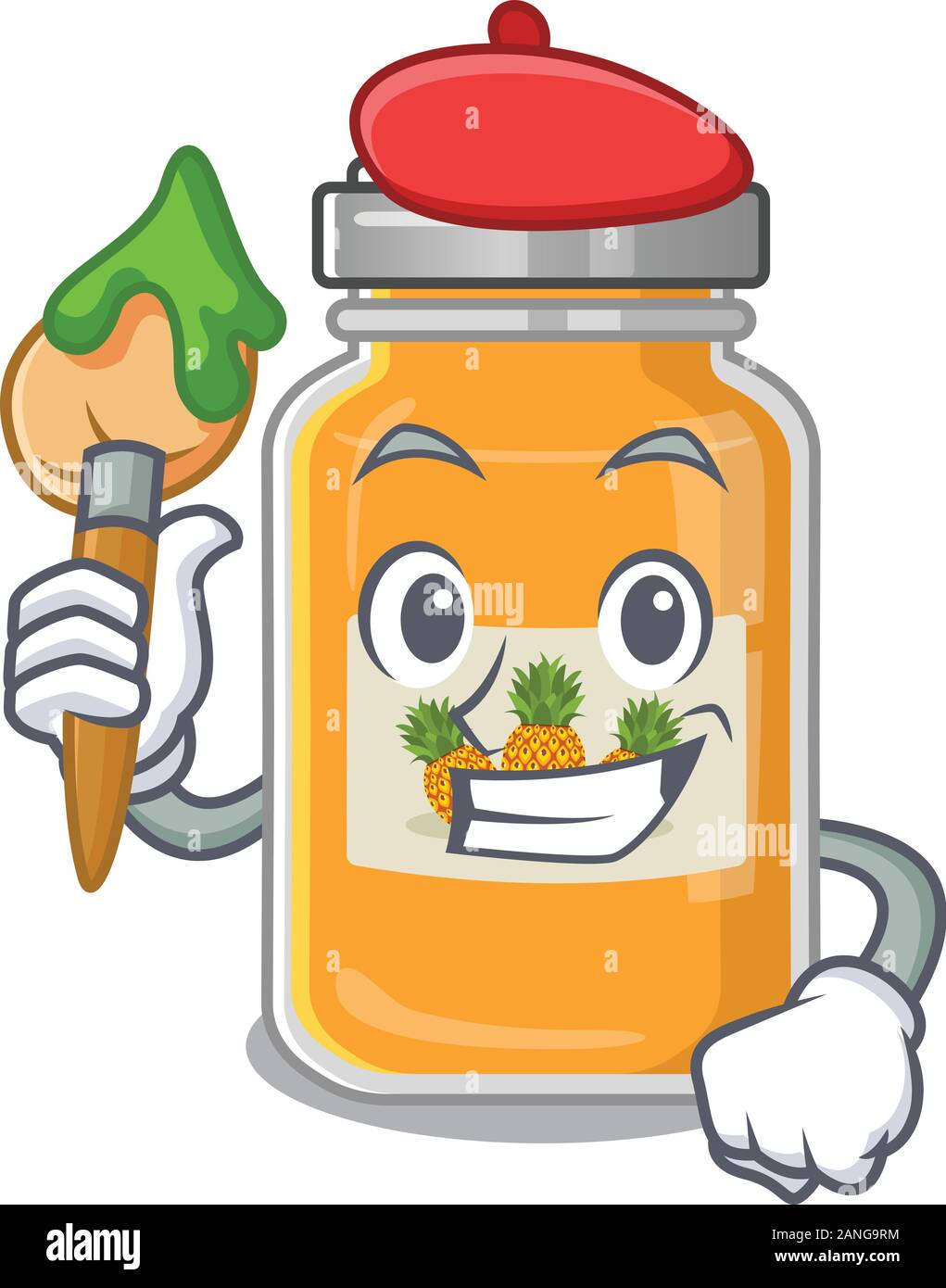 Cartoon character of pineapple jam Artist with a brush Stock Vector ...
