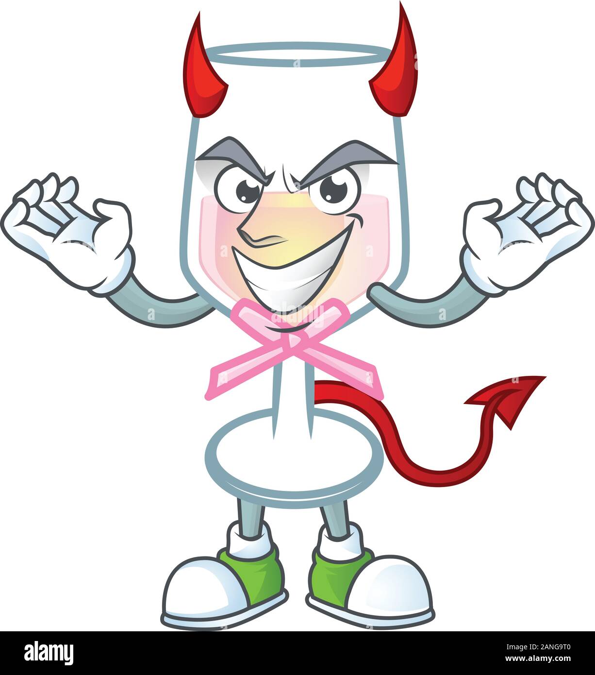 Devil pink glass of wine Cartoon character design Stock Vector Image ...