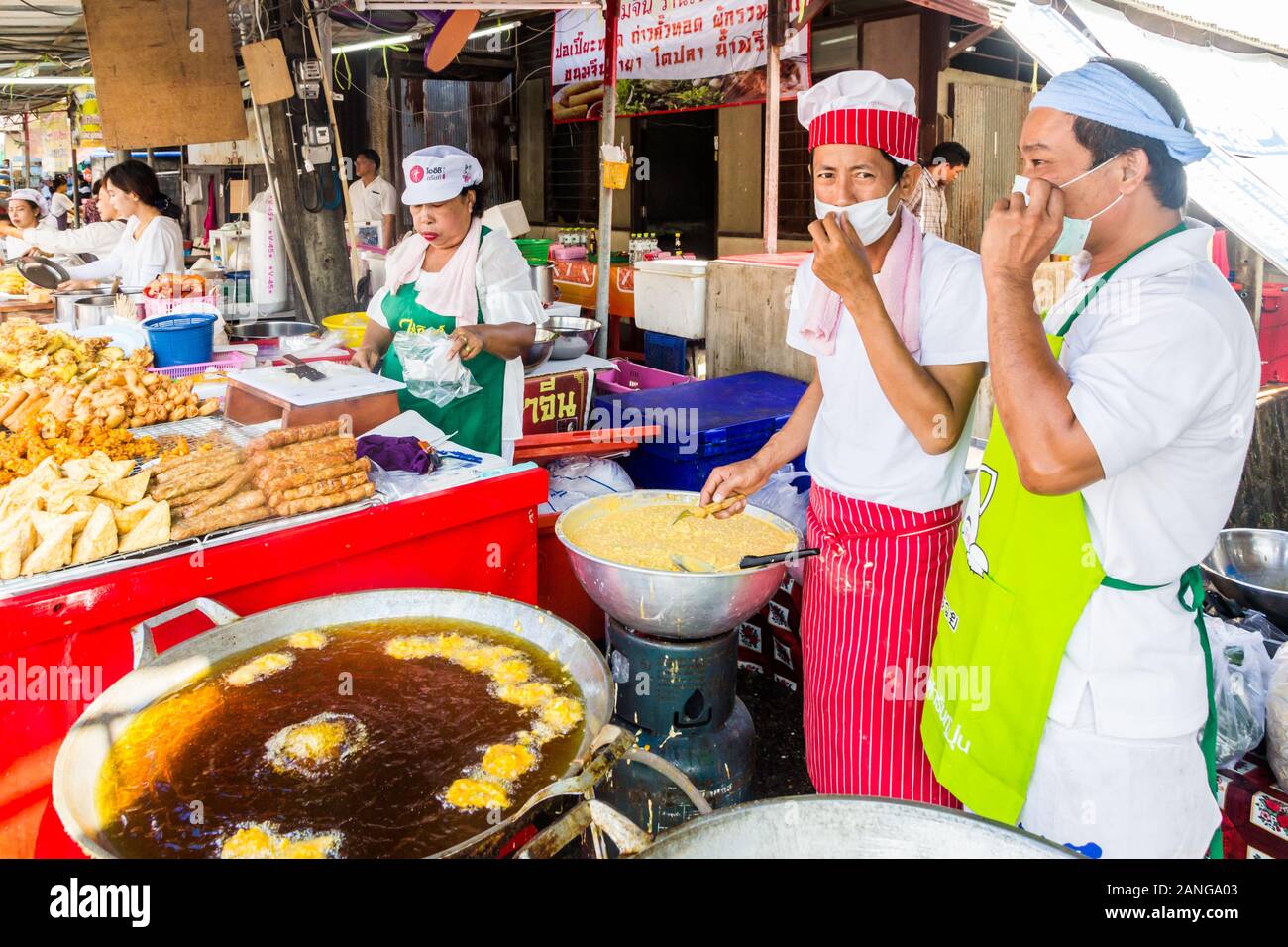 Phuket, Thailand - October 13th 2015: Men preparing food during the ...