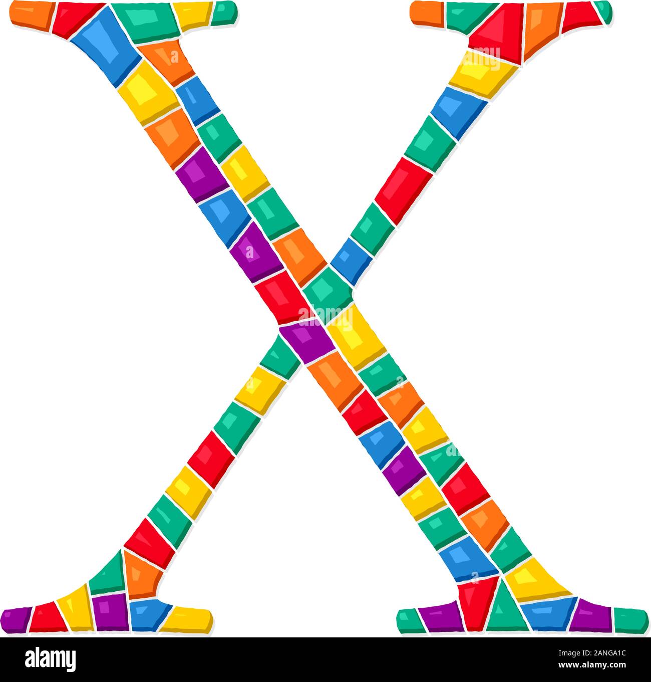 Letter X vector mosaic tiles composition in colors over white ...