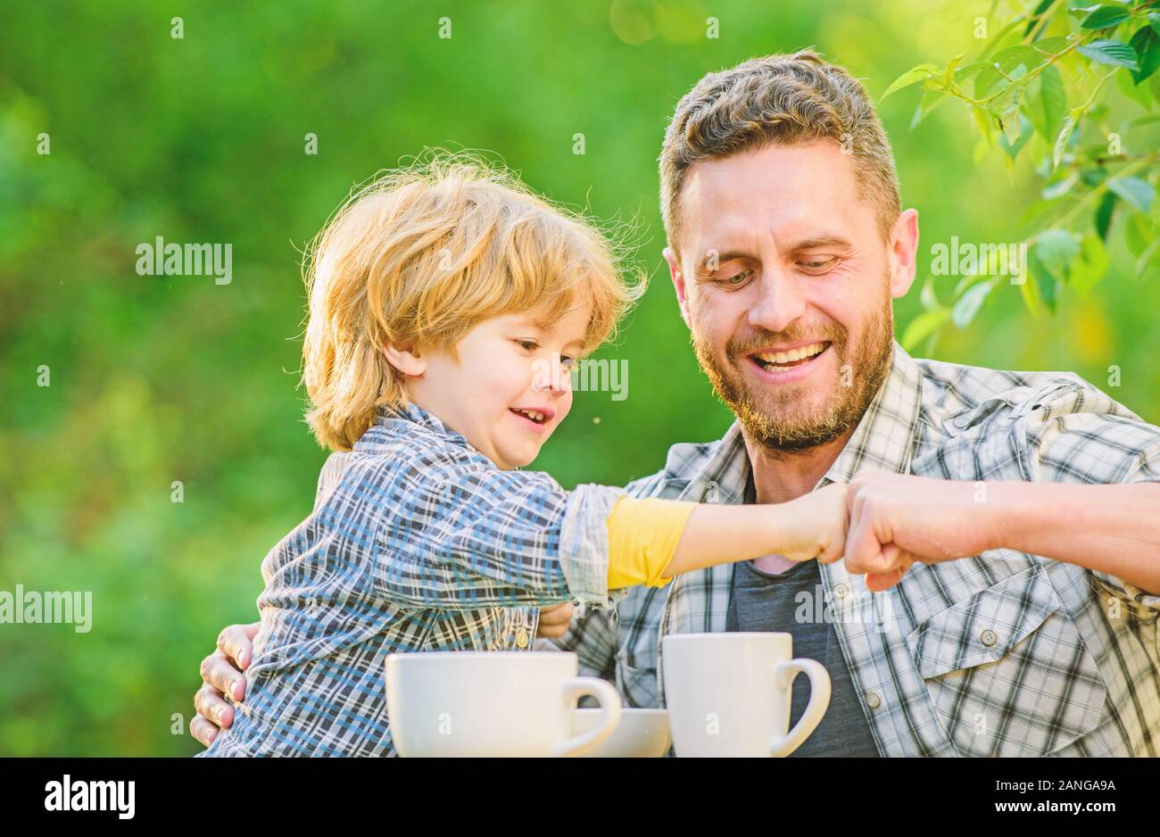 Feed baby. Natural nutrition concept. Fathers day. Best friends. Father ...