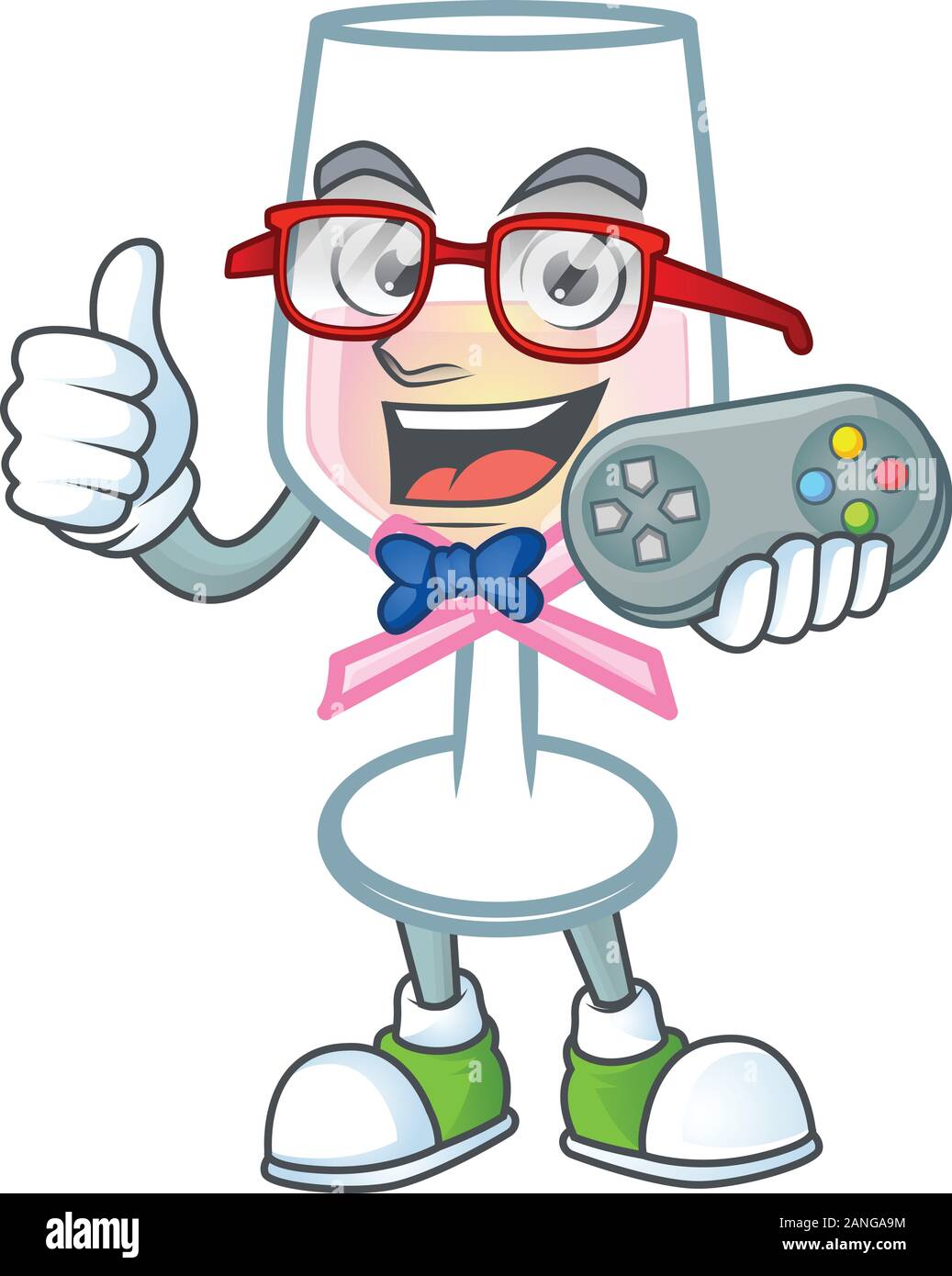 Smiley gamer pink glass of wine cartoon mascot style Stock Vector Image ...