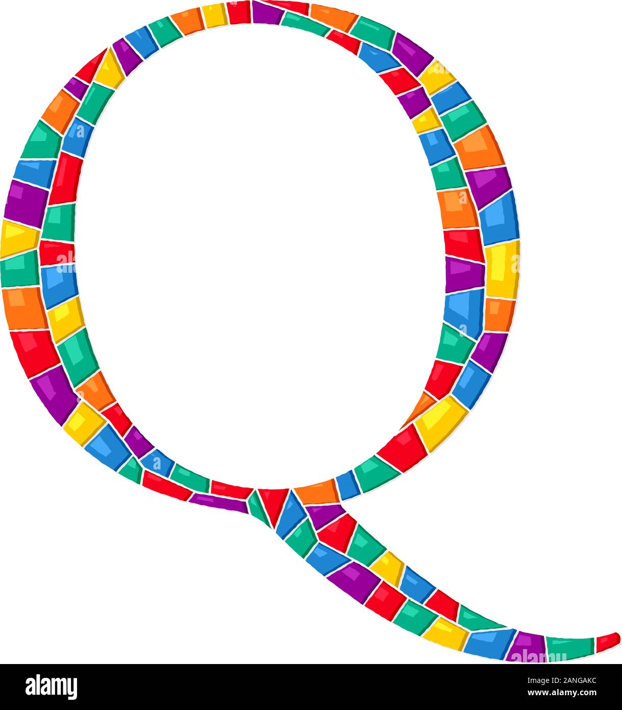 Letter Q vector mosaic tiles composition in colors over white ...