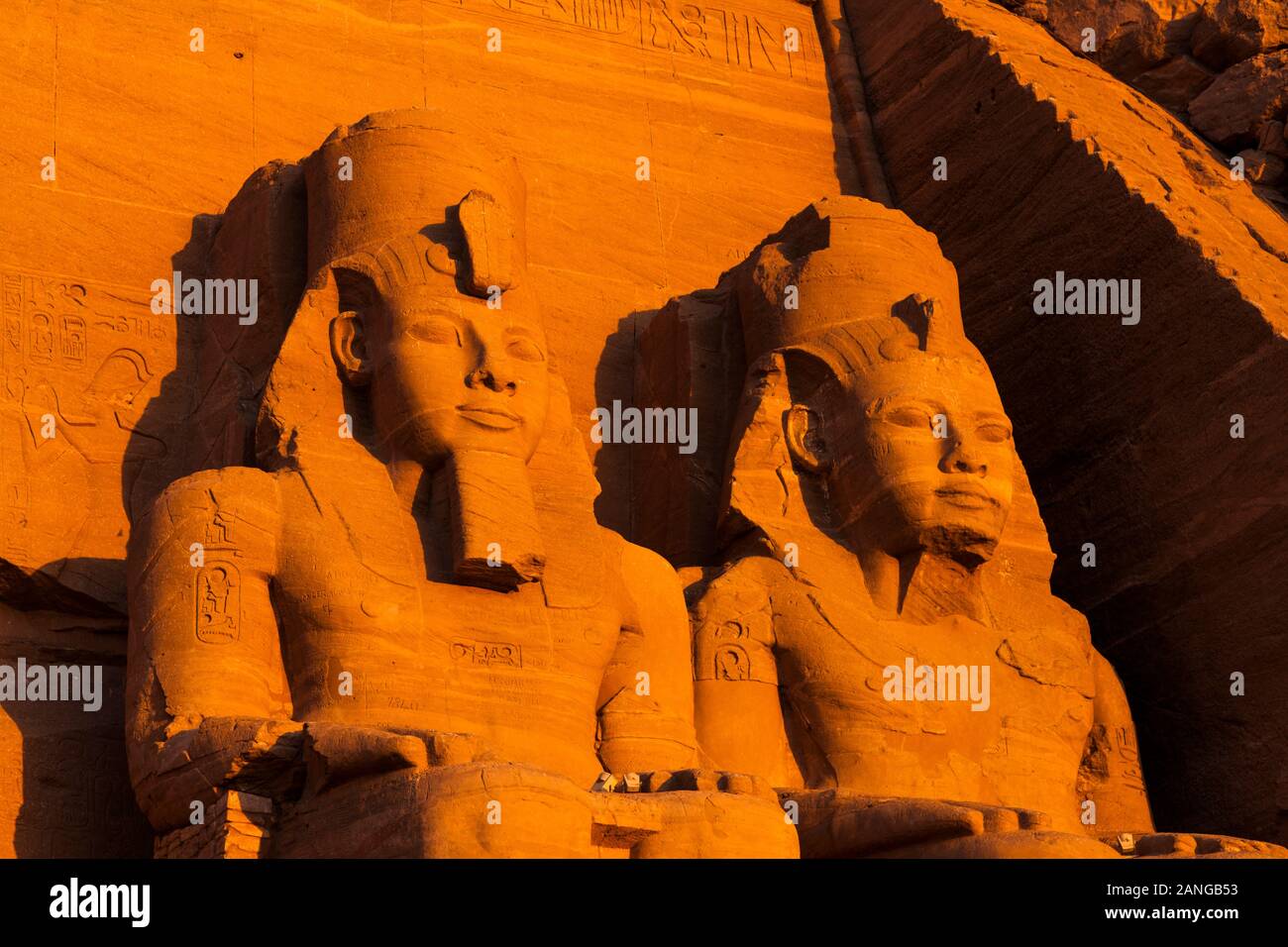 Morning light at the Great Temple, of Abu Simbel temples, Statue of ...