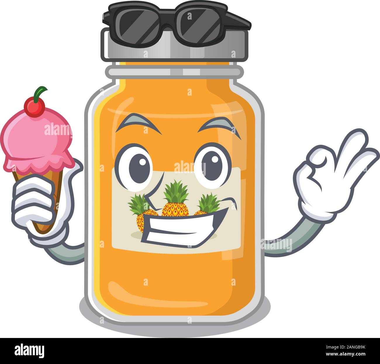 Pineapple jam mascot cartoon design with ice cream Stock Vector Image ...