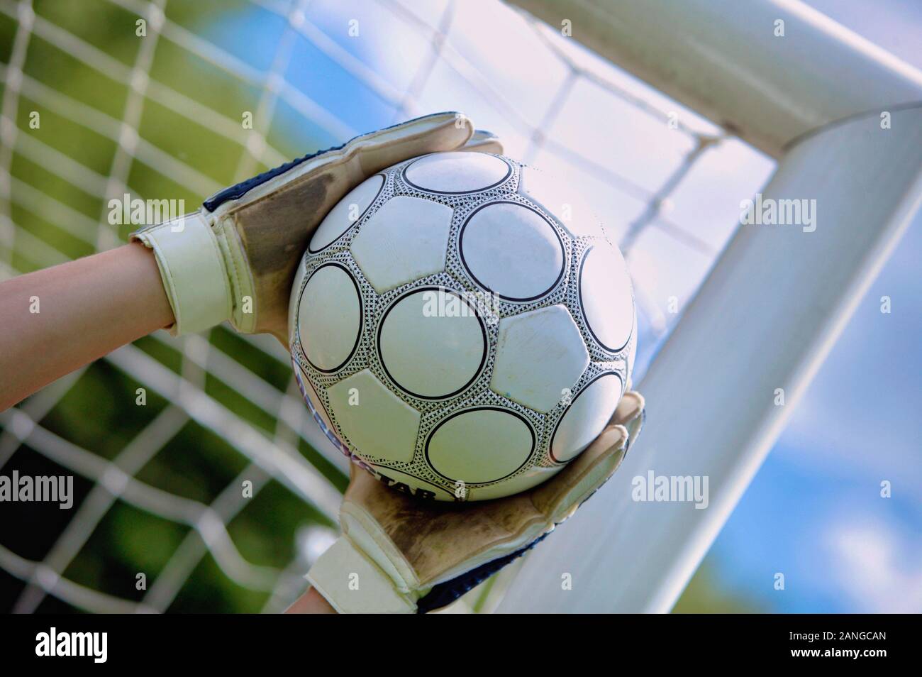 Football goalkeeper making a save Stock Photo - Alamy