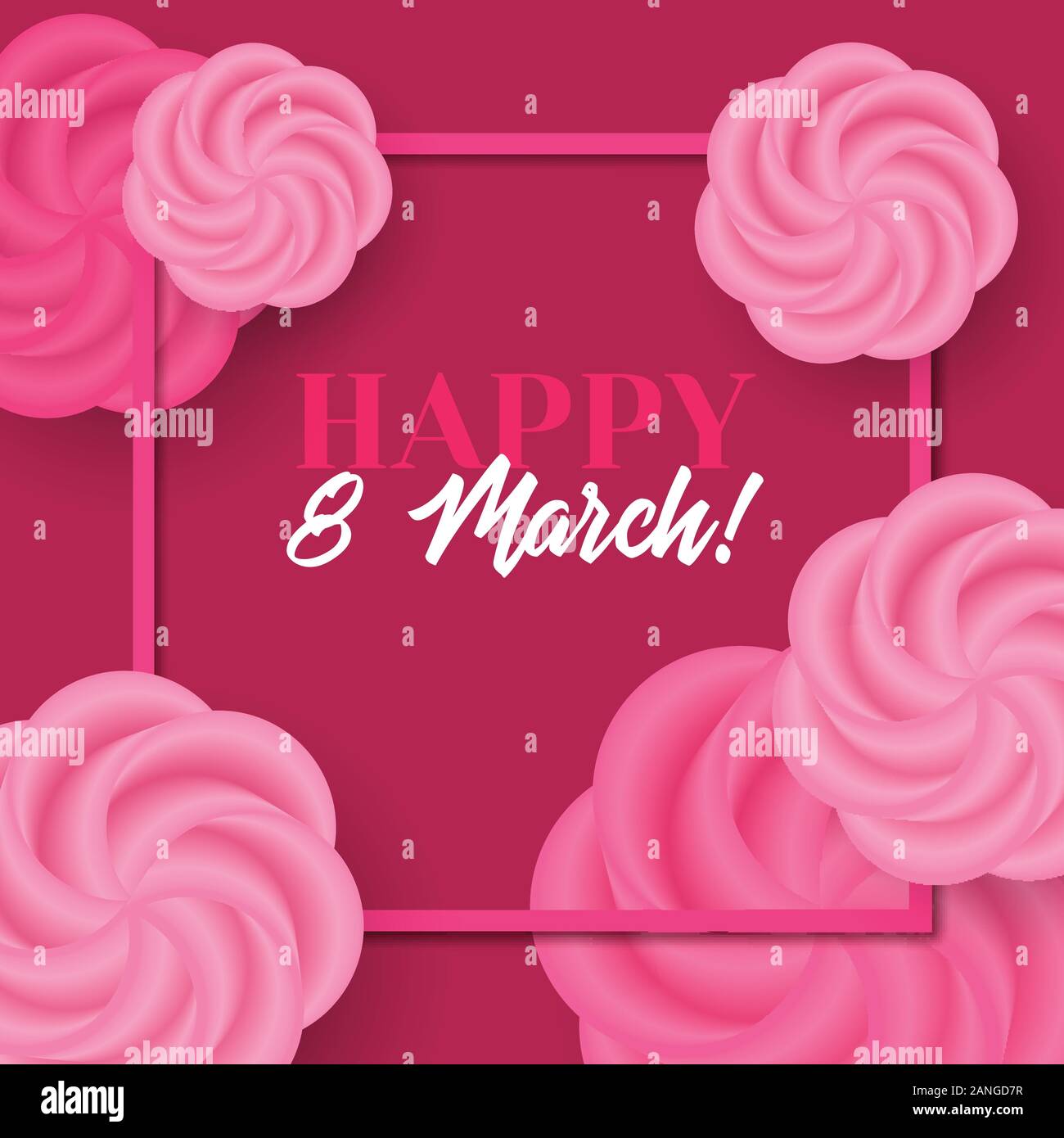 Happy 8 march. Vector card with frame and roses Stock Vector Image ...