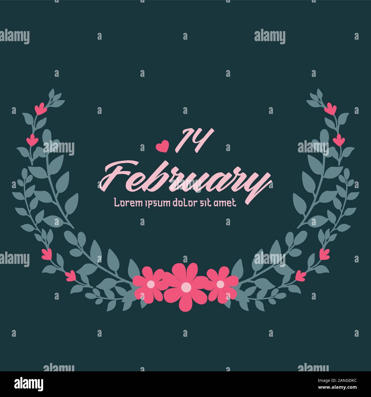 Romantic invitation card design for 14 February, with beautiful leaf ...