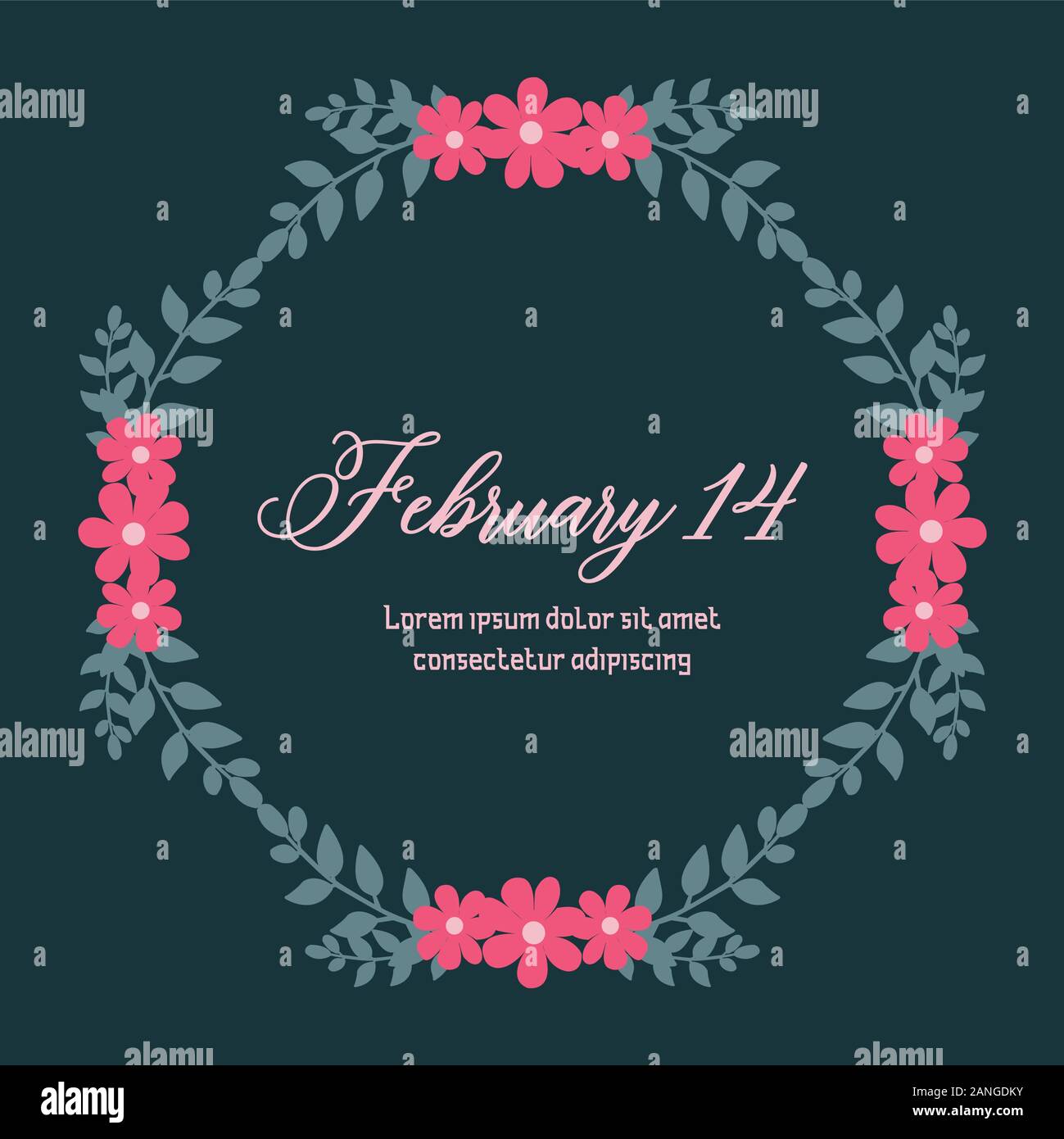 Romantic invitation card design for 14 February, with beautiful leaf ...