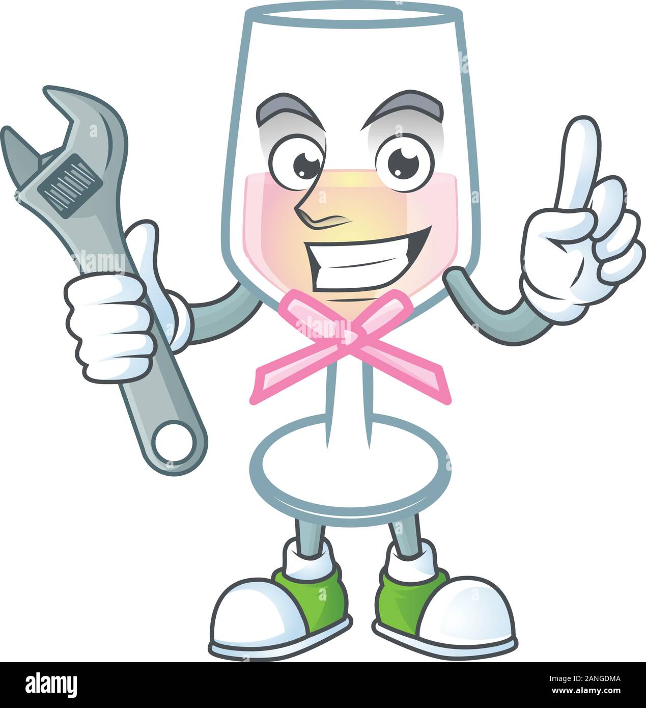 Smart Mechanic pink glass of wine cartoon character design Stock Vector ...