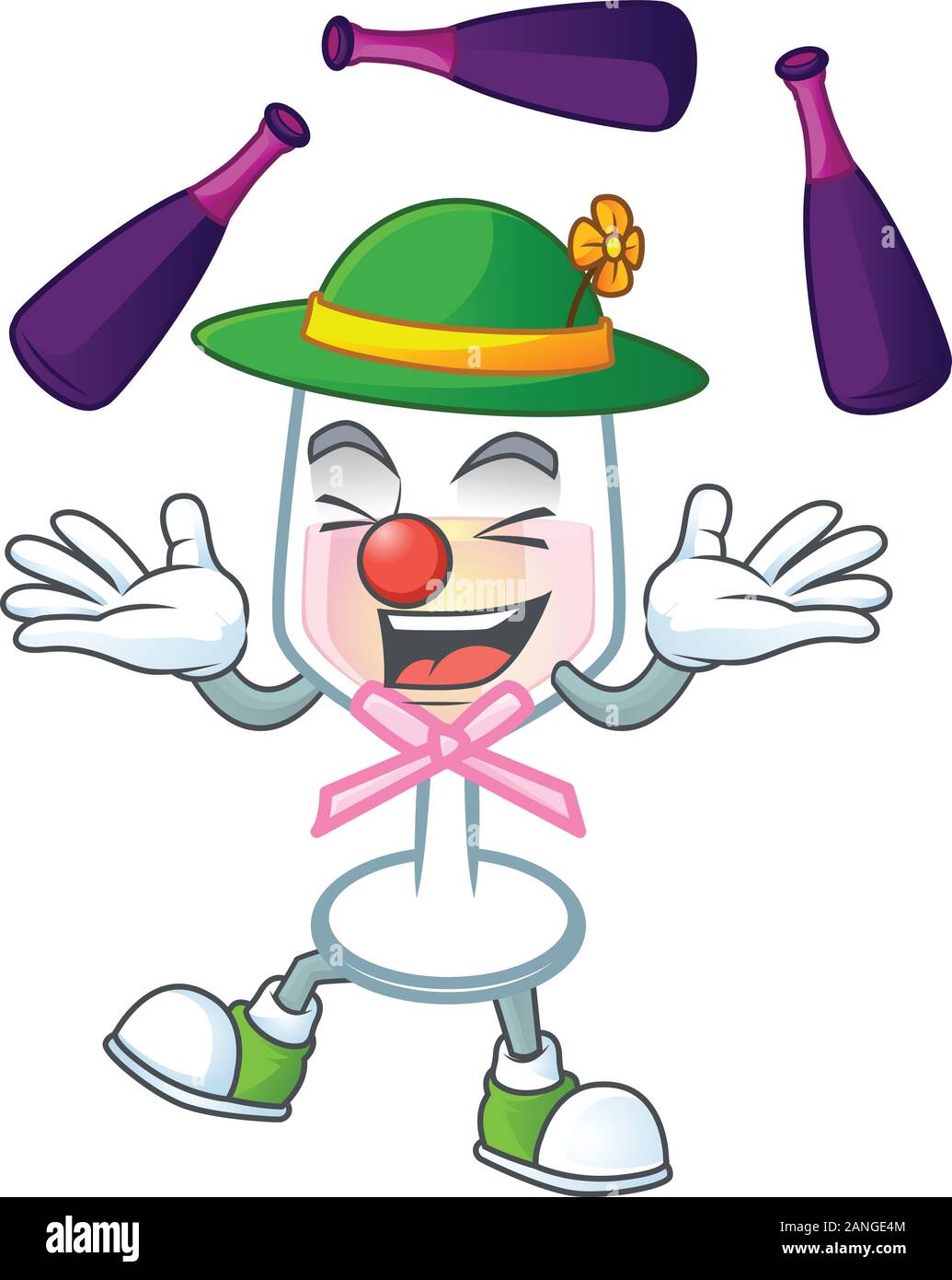 Smart pink glass of wine cartoon character design playing Juggling ...