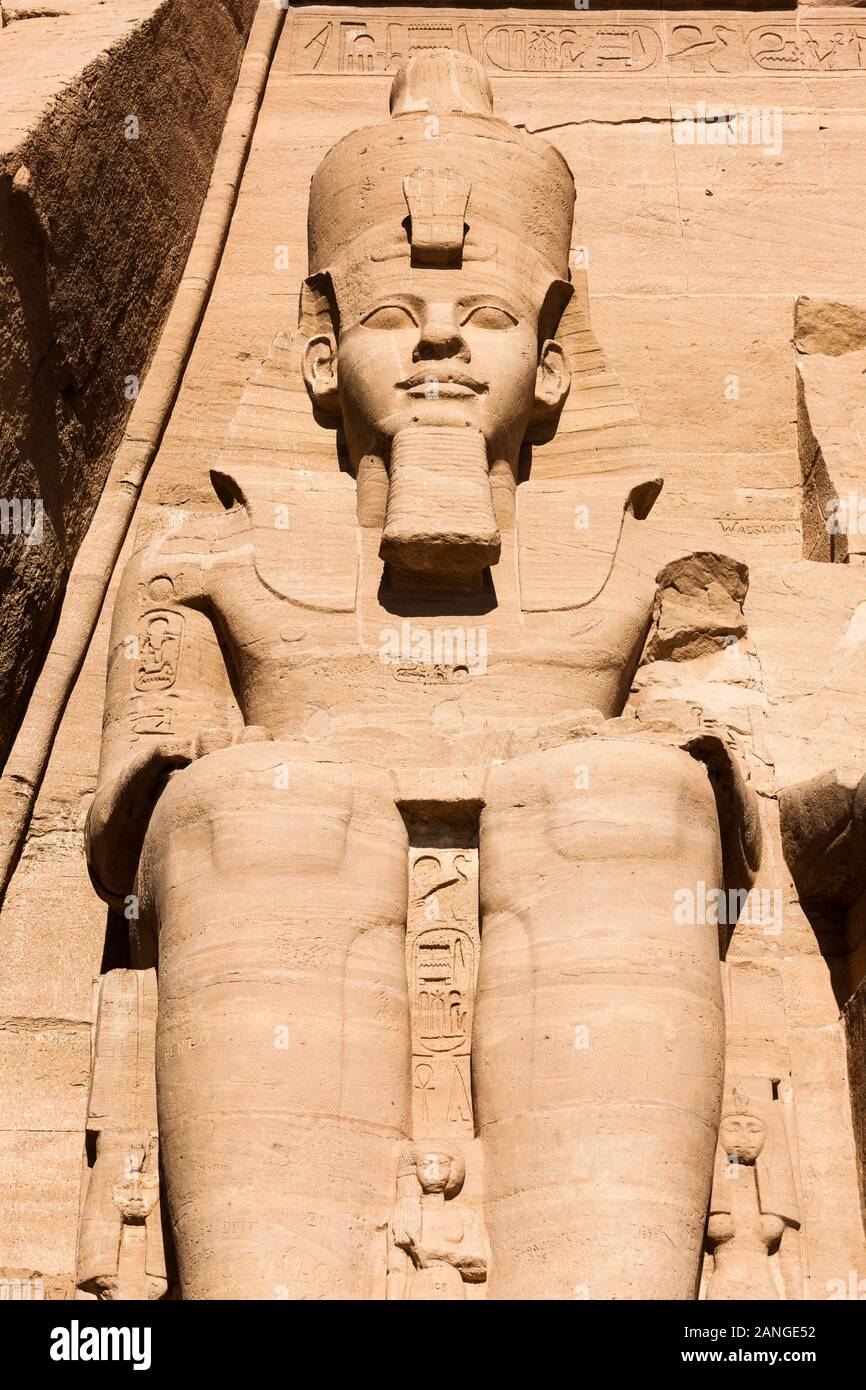 Statue of Ramesses II, at the Great Temple, Abu Simbel temples, Nubian ...