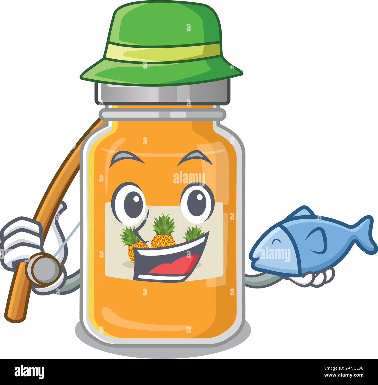 A Picture of happy Fishing pineapple jam design Stock Vector Image ...