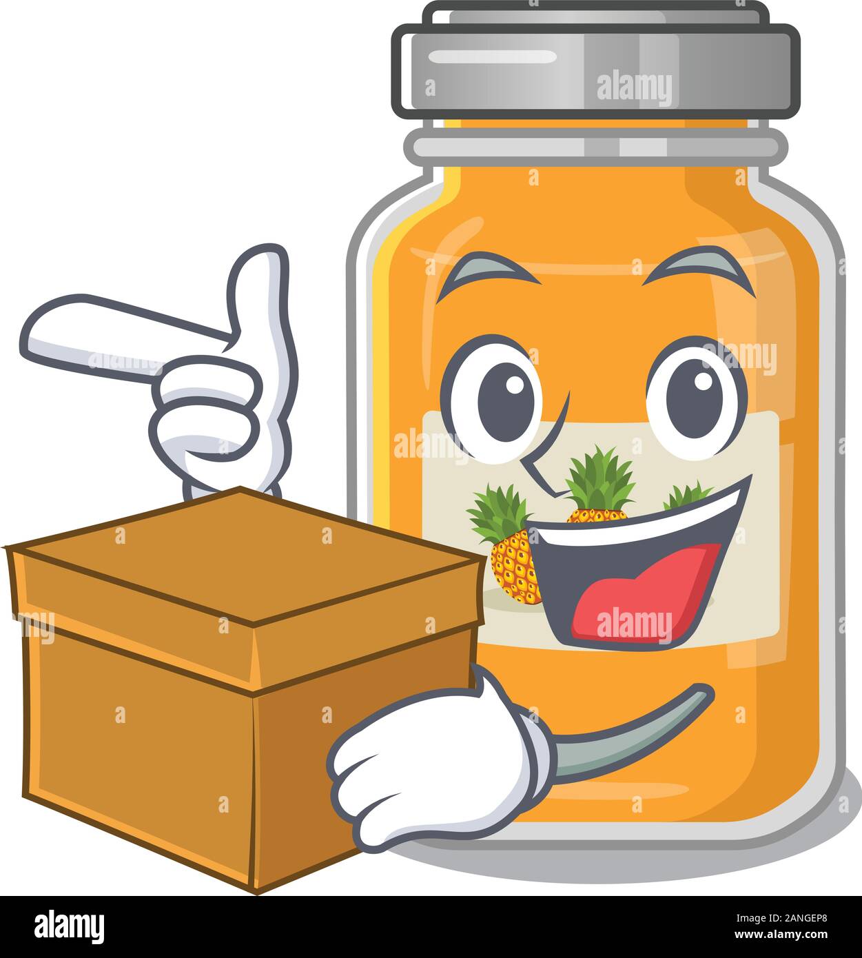 Cute pineapple jam cartoon character having a box Stock Vector Image ...