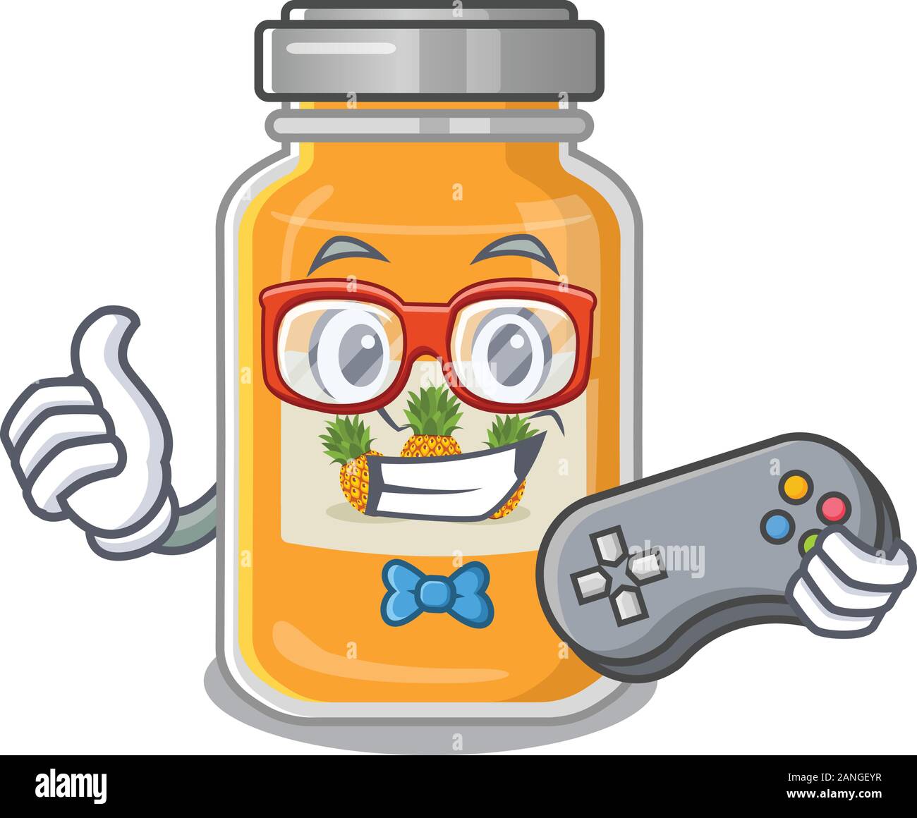 Smiley gamer pineapple jam cartoon mascot style Stock Vector Image ...