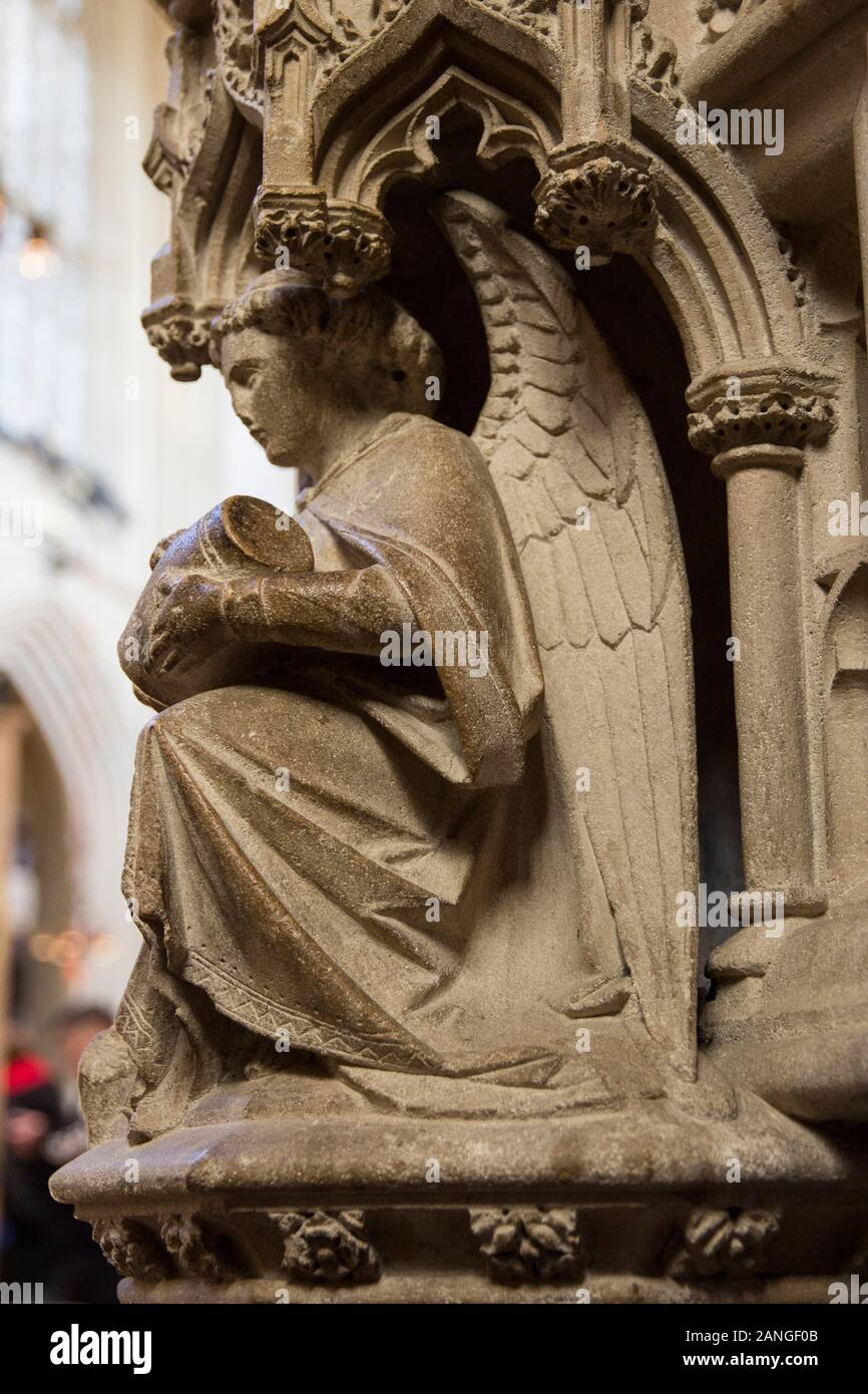 BATH, UK - APRIL 10, 2019. Interior of Bath Abbey an Anglican parish ...