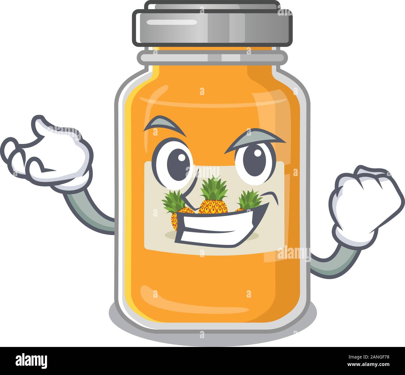 Happy confident Successful pineapple jam cartoon character style Stock ...
