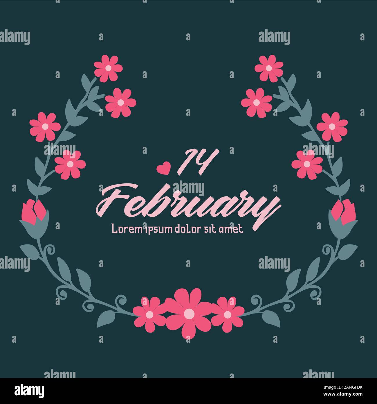 The 14 February invitation card decoration, with romantic of leaf and ...