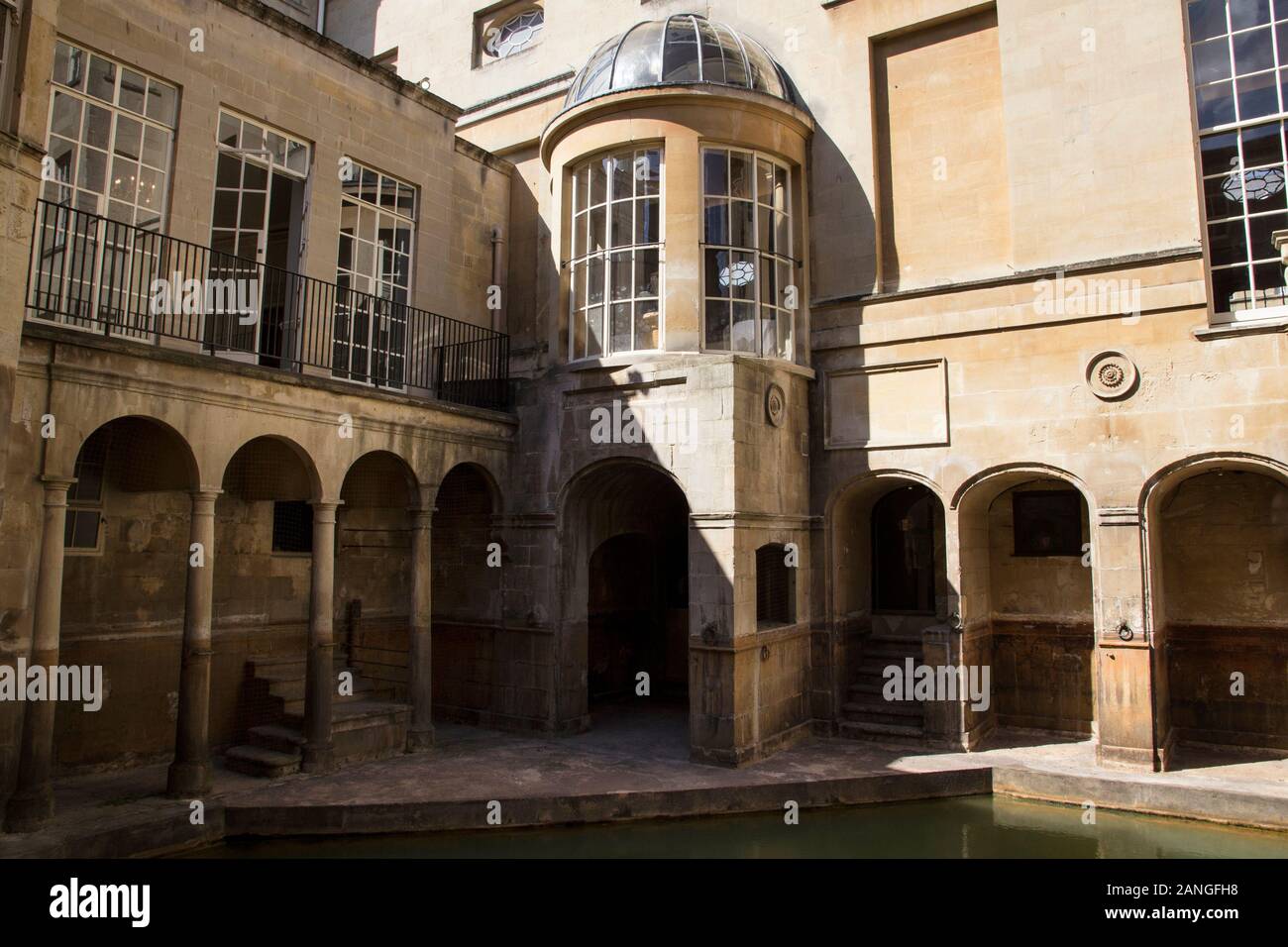 BATH, UK - APRIL 10, 2019. Roman Baths where construction was started ...