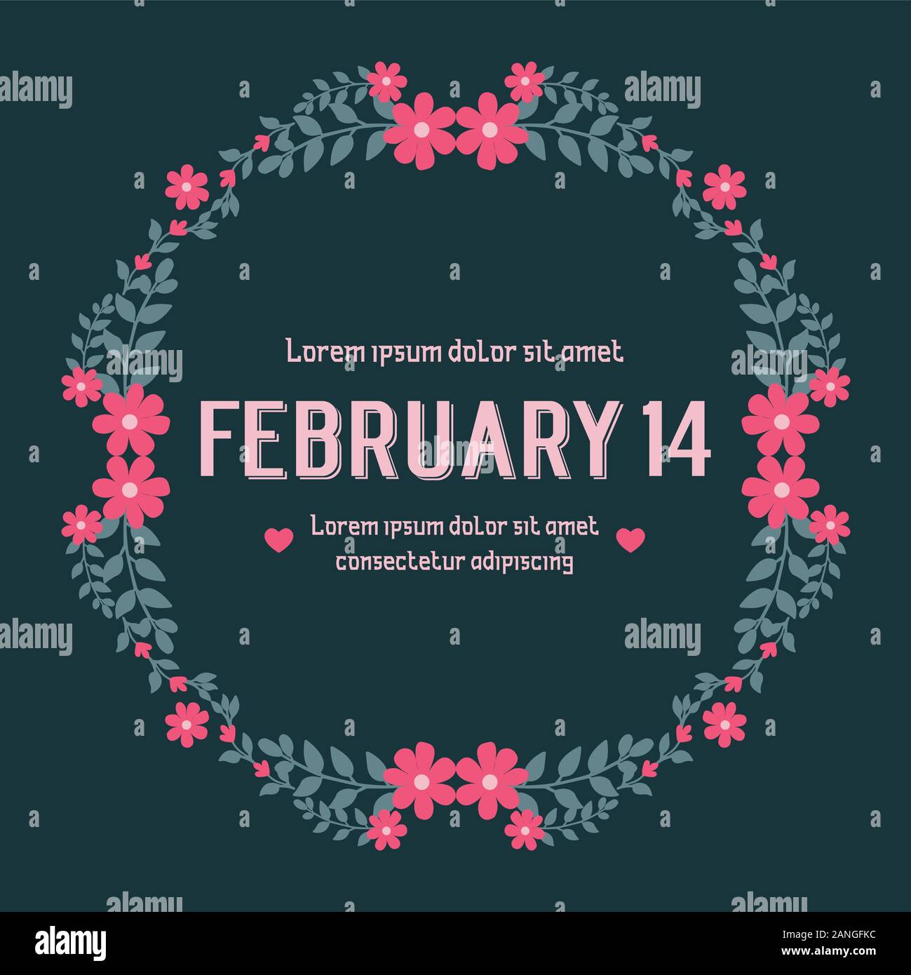 The 14 February invitation card decoration, with romantic of leaf and ...