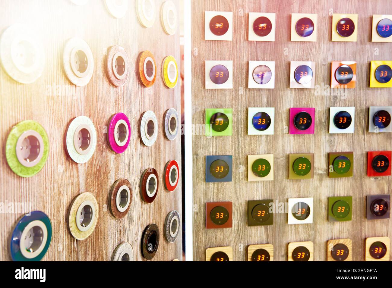 Decorative electrical outlets and temperature indicators at the store ...