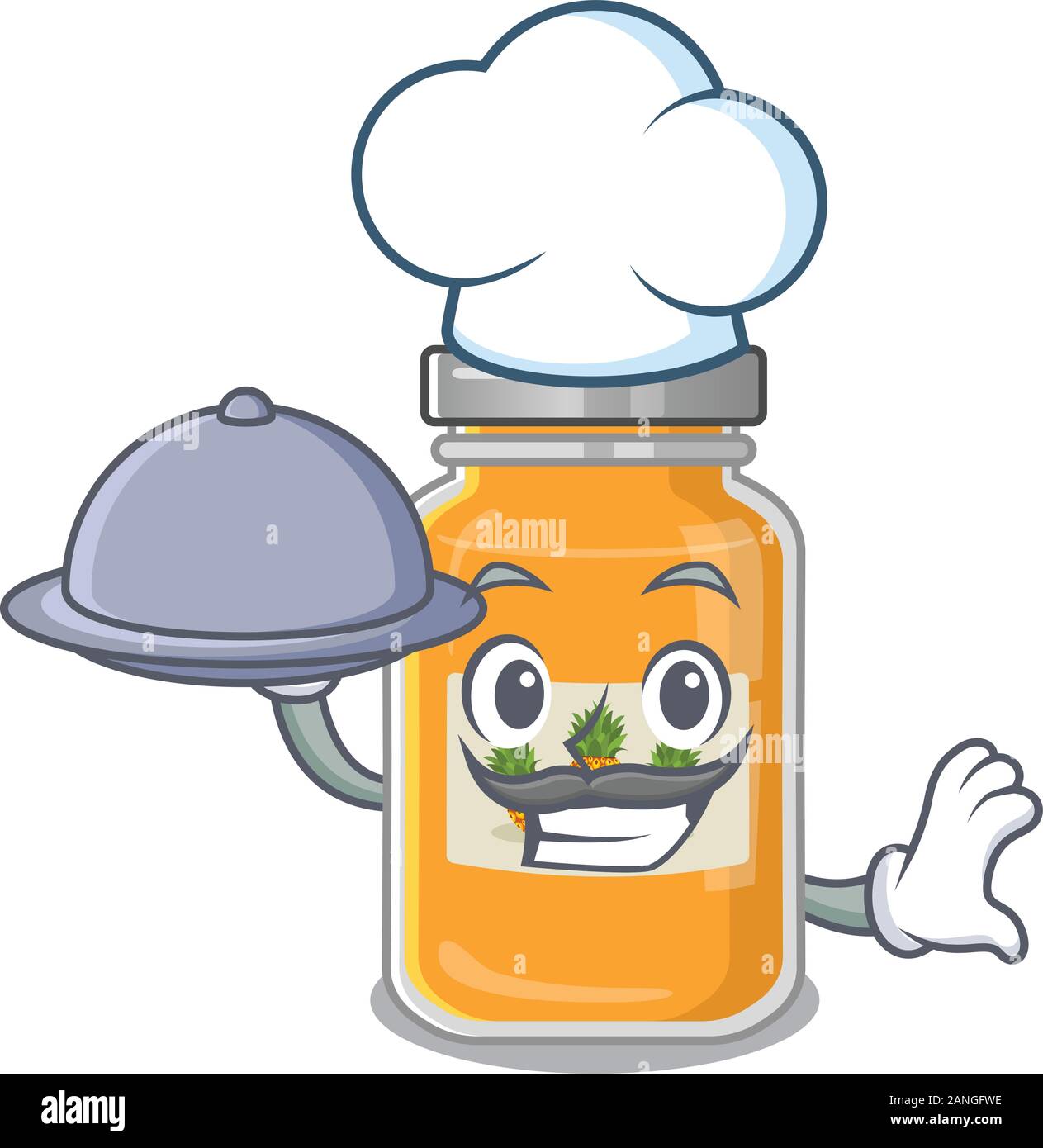 cartoon design of pineapple jam as a Chef having food on tray Stock ...