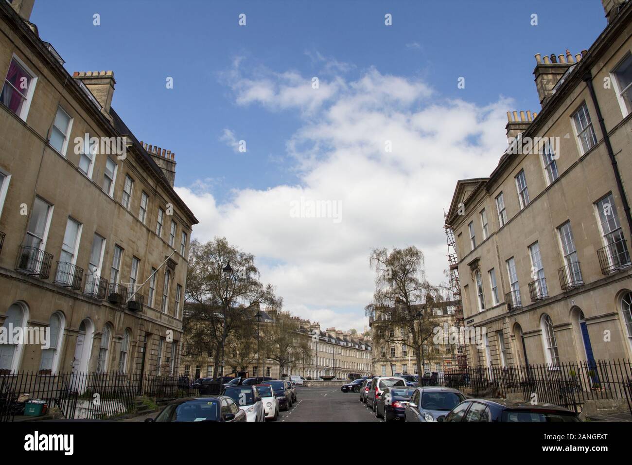 BATH, UK - APRIL 10, 2019. Streets of Bath with Georgian architecture ...
