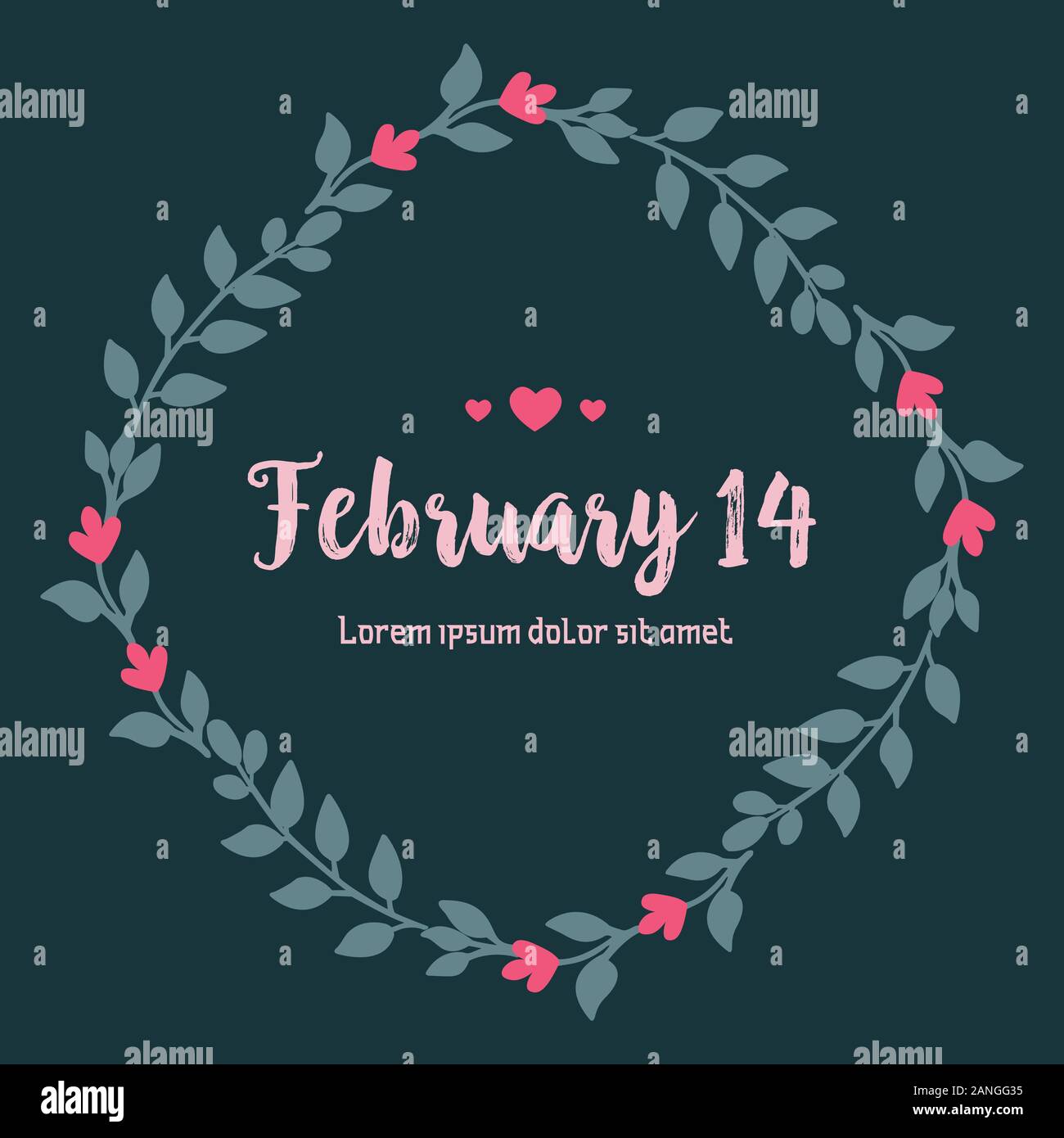 The 14 February invitation card decoration, with romantic of leaf and ...